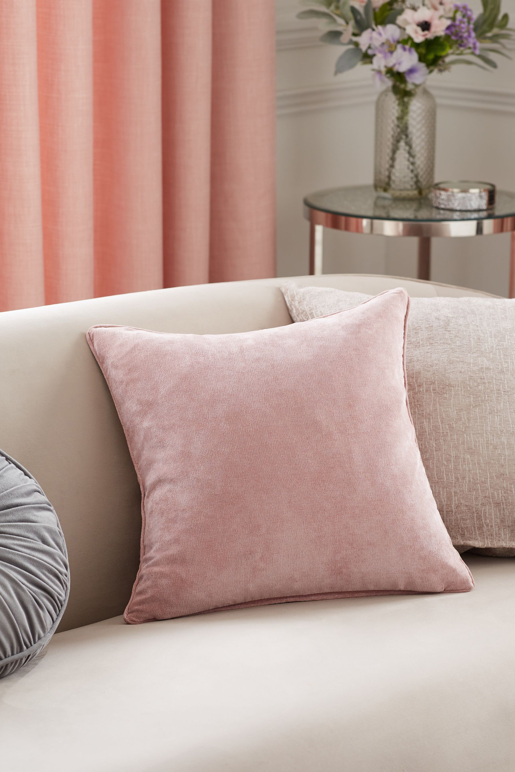 Buy Blush Pink 45 x 45cm Soft Velour Cushion from the Next UK online shop