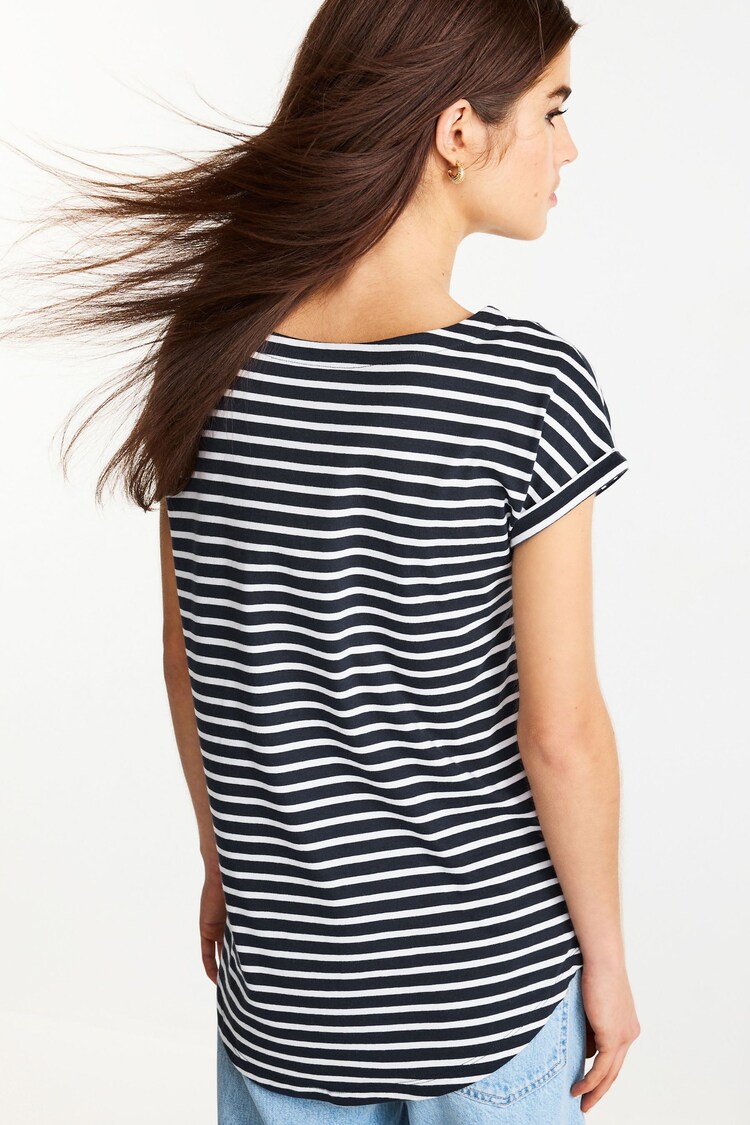 Buy Navy Stripe 100% Cotton Cap Sleeve T-Shirt Top from the Next UK ...