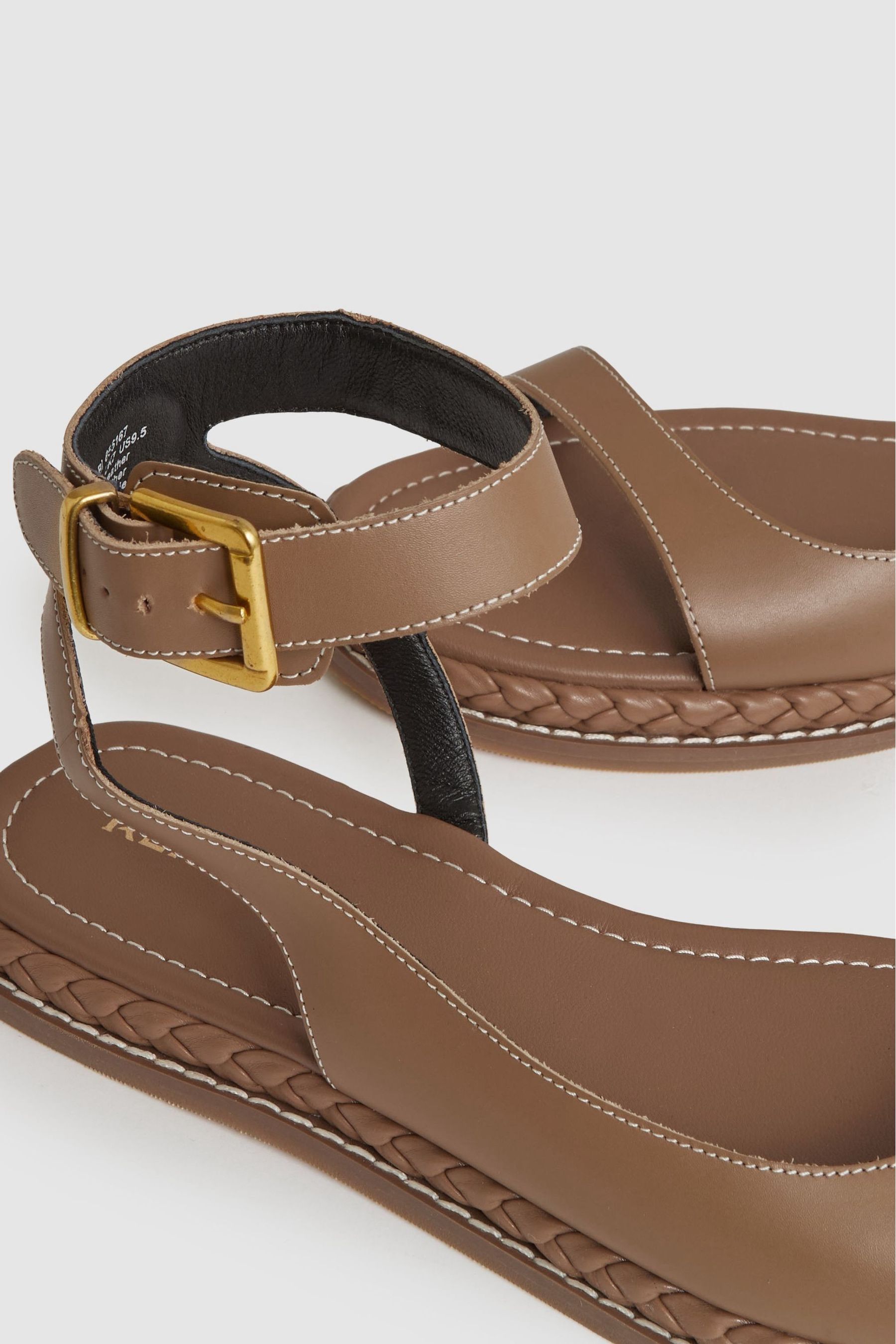 Buy Reiss Tan Gabi Leather Plait Detail Sandals from the Next UK online ...