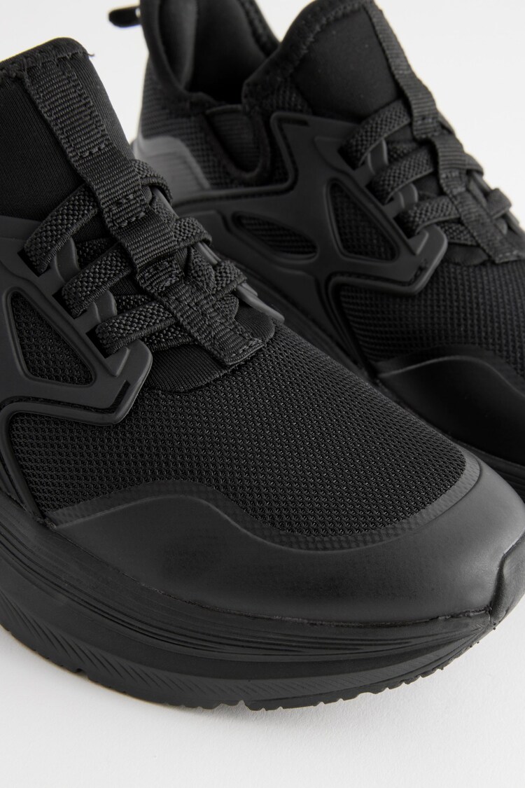 Buy Black Mesh Elastic Lace Trainers from the Next UK online shop