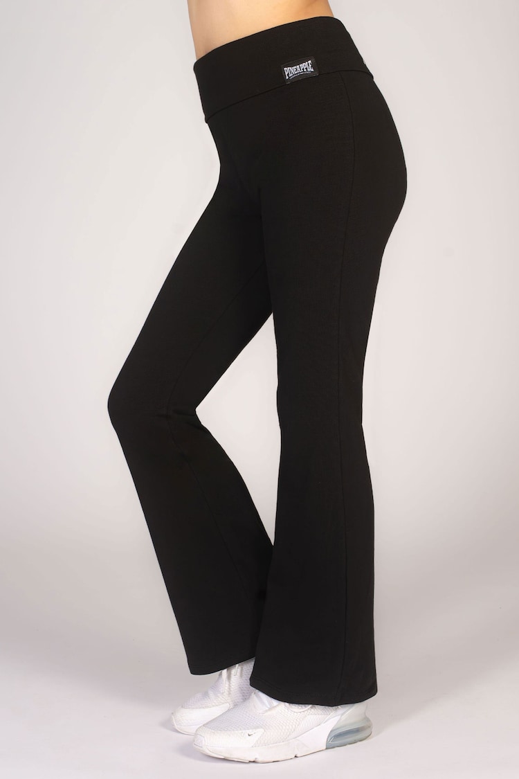 Buy Pineapple Black Foldover Waistband Girls Jersey Flare Trousers from ...