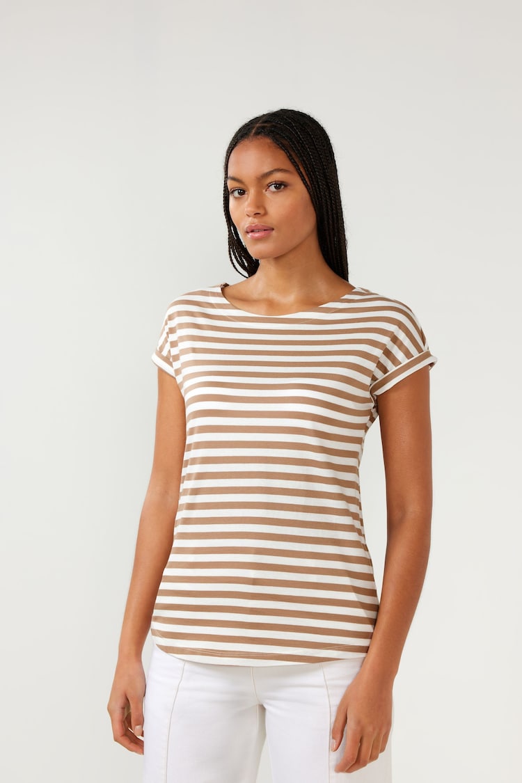 Buy Neutral Stripe 100% Cotton Cap Sleeve T-Shirt Top from the Next UK ...