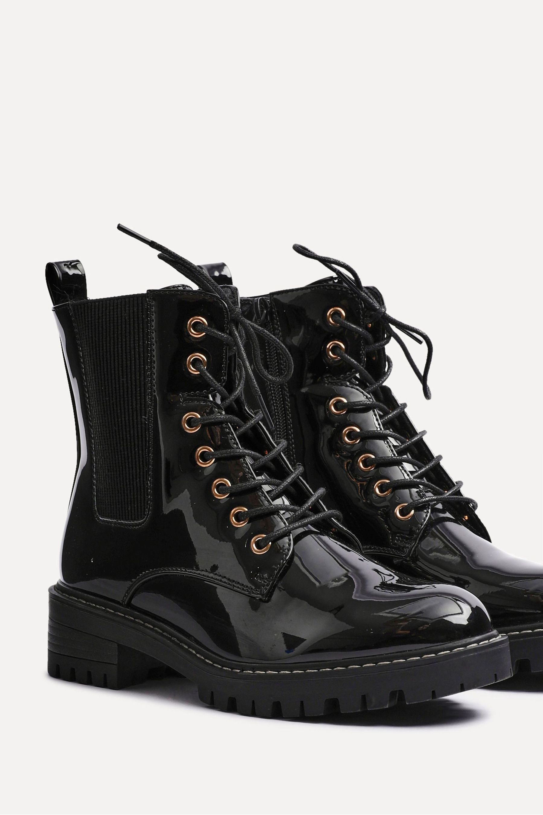 Buy Linzi Black Layna Lace Up Ankle Boots With Zip Detail from the Next ...