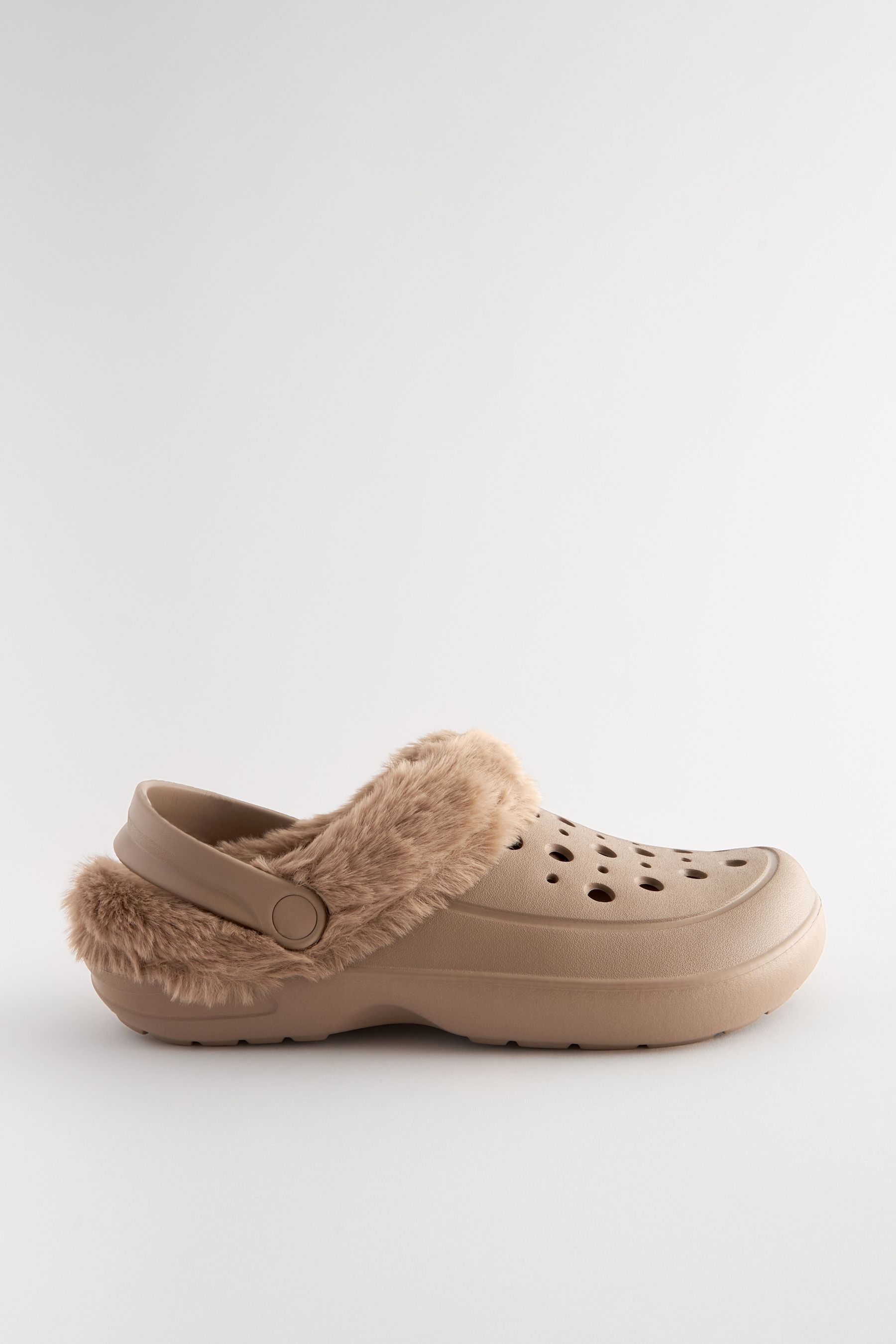 Buy Mink Brown Womens Faux Fur Lined Clogs Slippers from the Next UK ...
