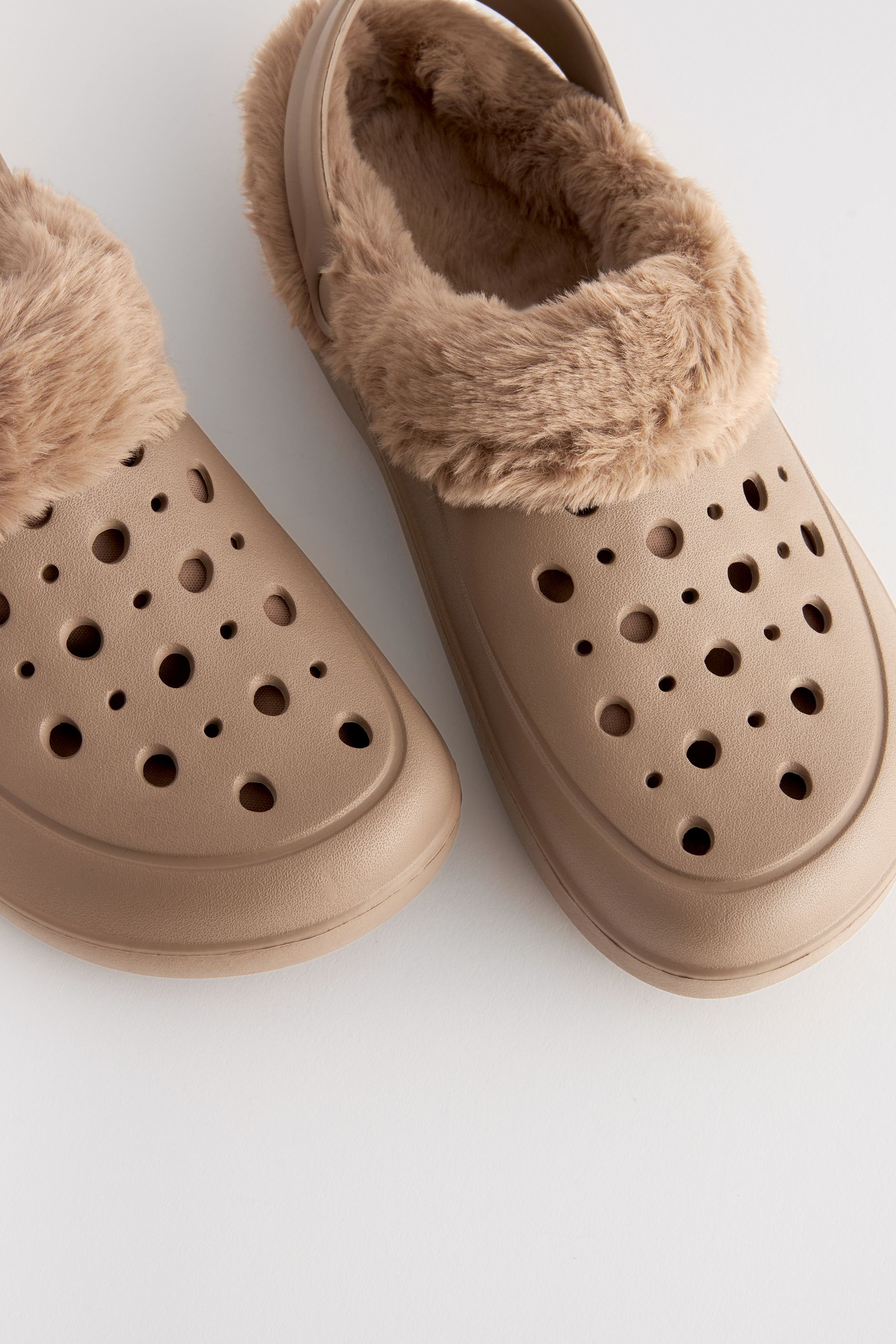 Buy Mink Brown Womens Faux Fur Lined Clogs Slippers from the Next UK ...