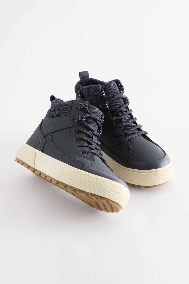 Buy Navy Standard Fit (F) Warm Lined High Top Boots from the Next UK ...