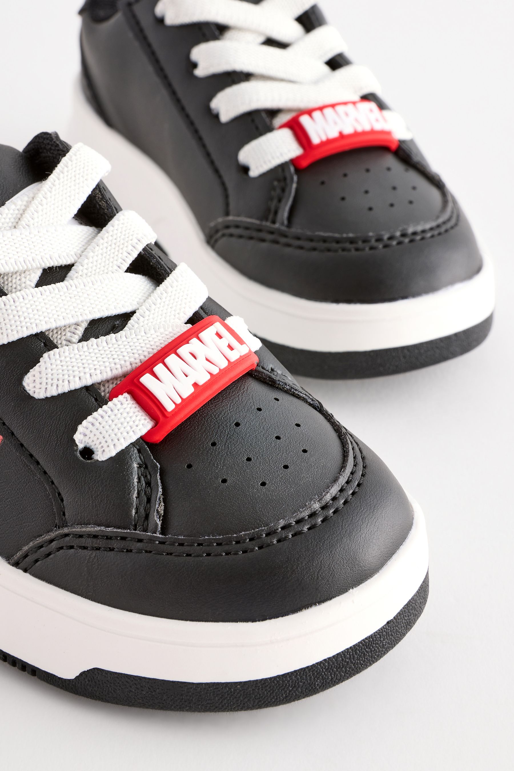 Buy Black Standard Fit (F) Marvel Elastic Lace Trainers from the Next ...