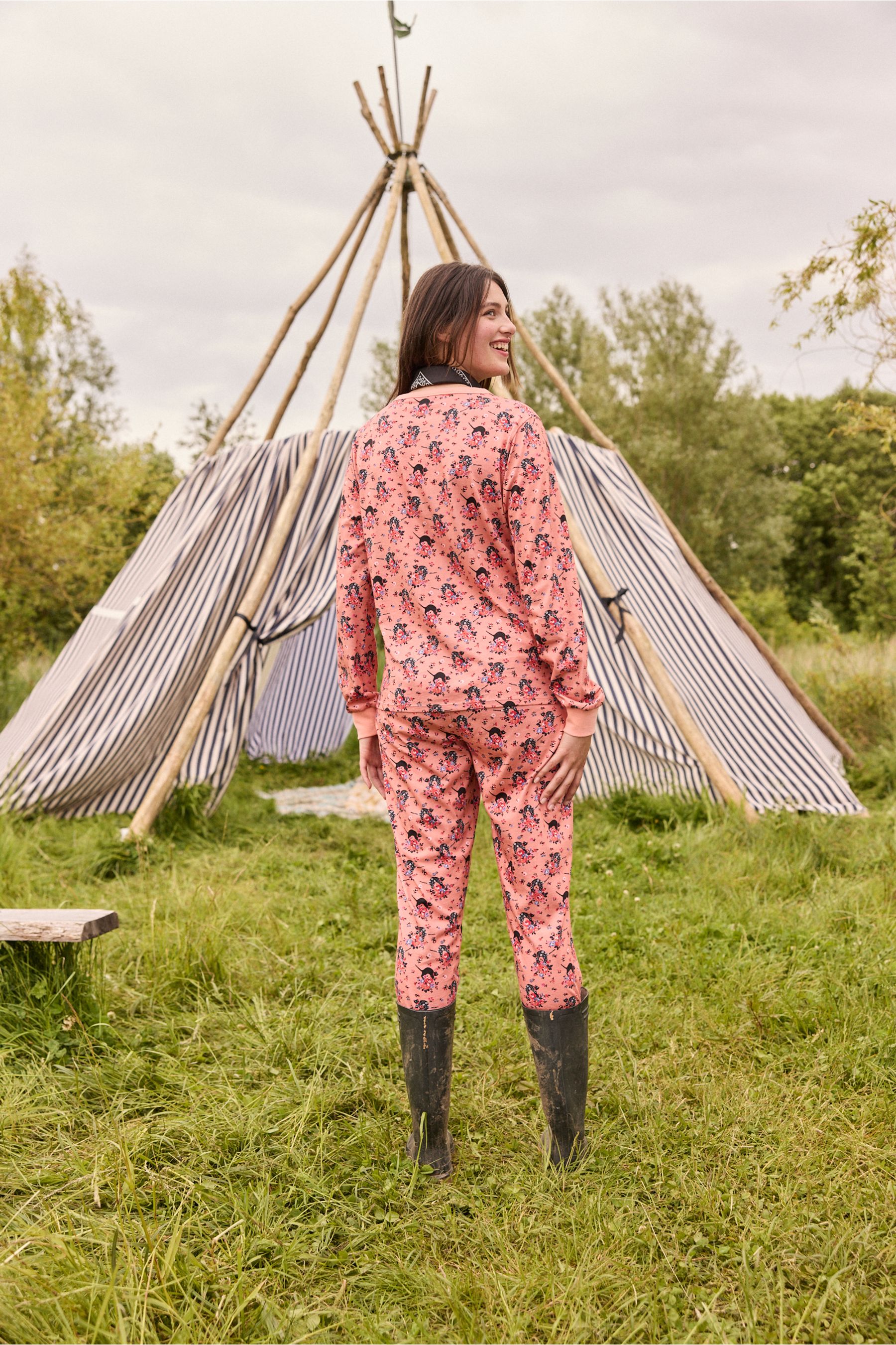 Buy Cath Kidston Orange Scaredy Cat 100% Cotton Henley Pyjamas from the ...