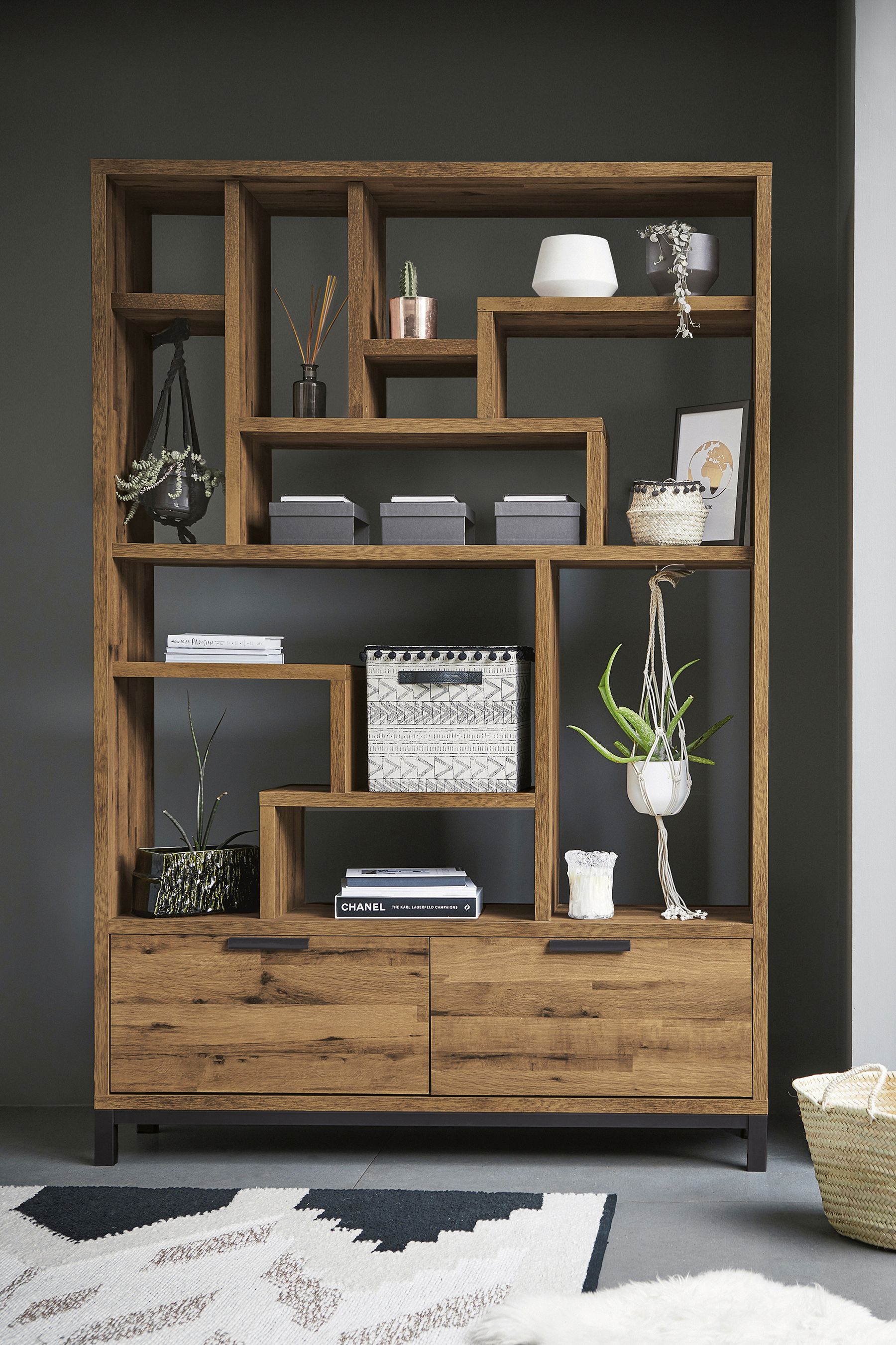 Buy Dark Bronx Oak Effect Wide Shelving Unit from Next Ireland