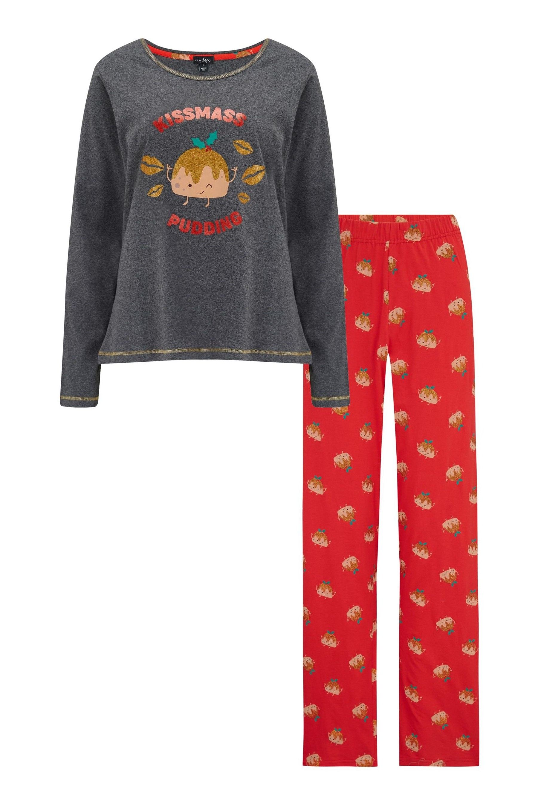Buy Pour Moi Red Kissmass Pudding 100% Cotton Jersey Christmas Pyjama ...