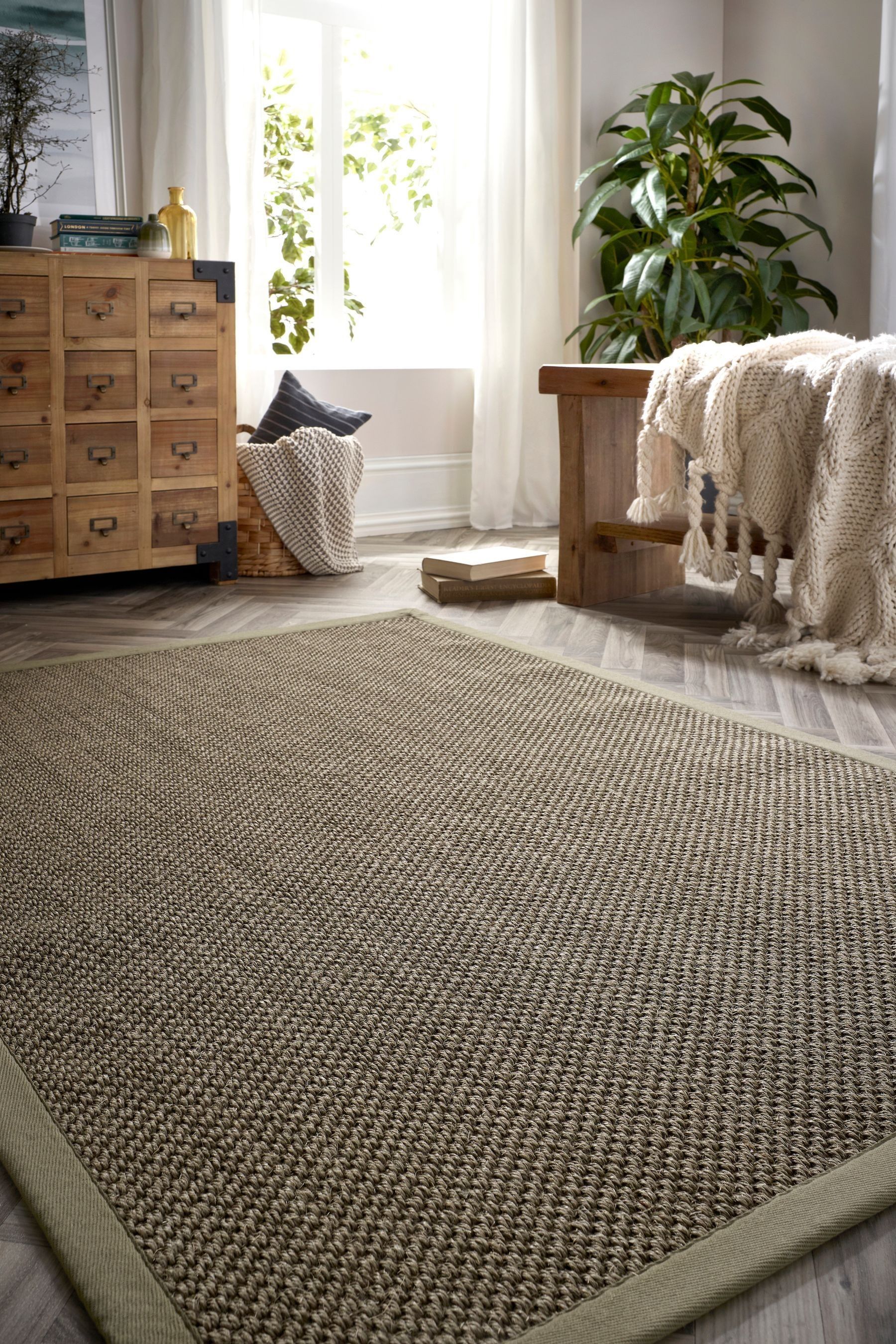 Buy Origin Rug Collection. Sage Green Border Sisal Rug from the Next UK ...