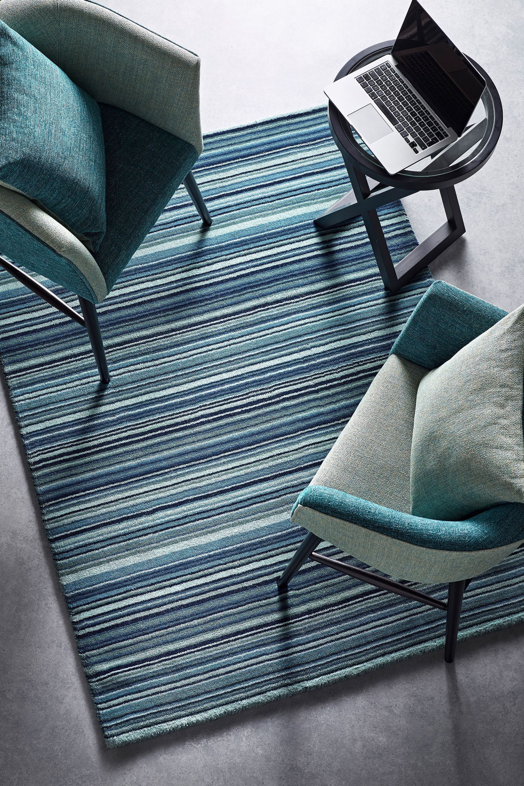 Buy Origin Rug Collection. Blue Beige Fine Stripe Rug from the Next UK ...