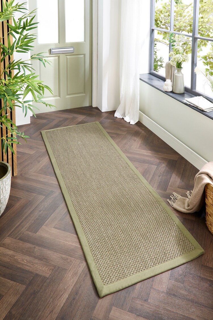 Buy Origin Rug Collection. Sage Green Border Sisal Runner from the Next ...