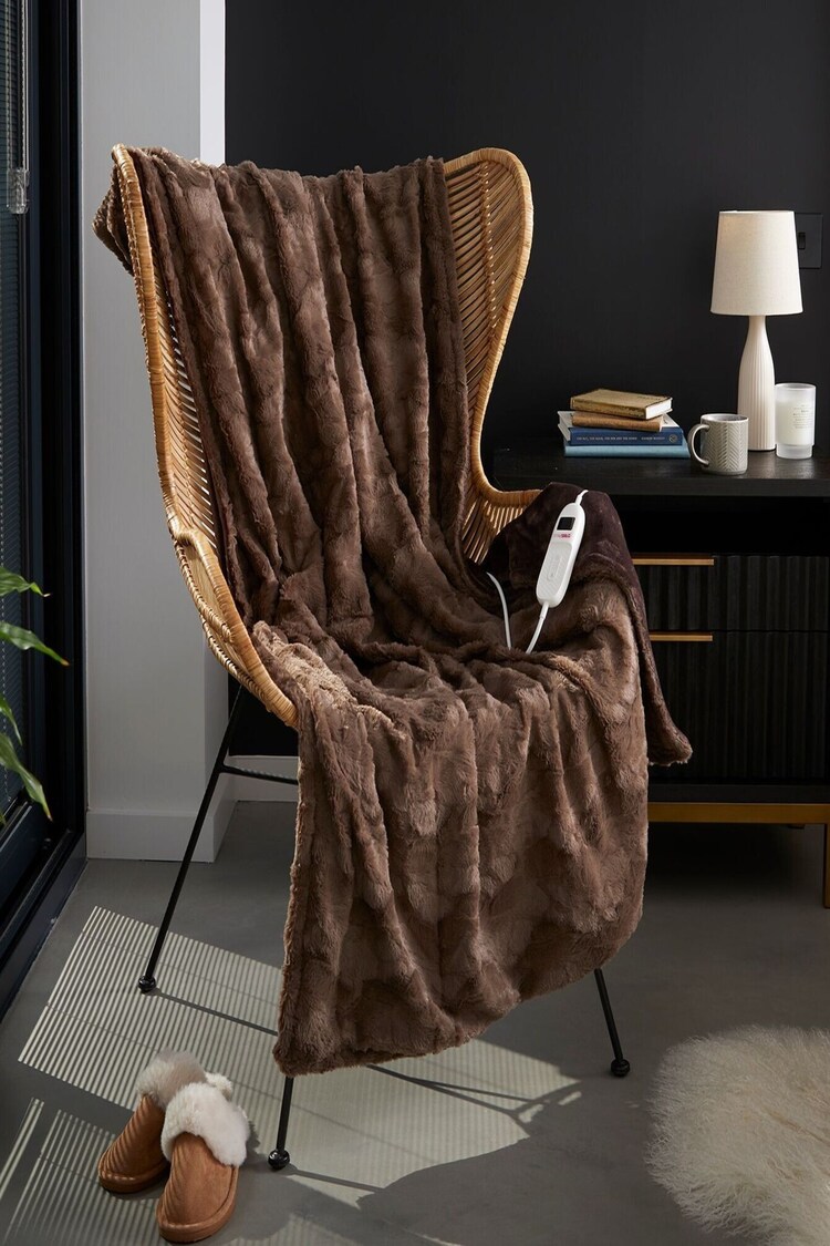 Buy Lakeland Brown Faux Fur Heated Throw from the Next UK online shop