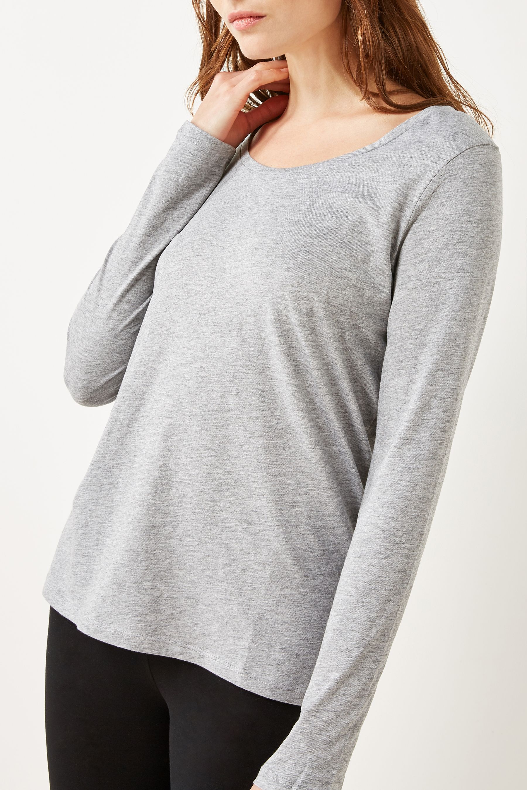 Buy Grey Marl Long Sleeve Crew Neck Top from Next Australia