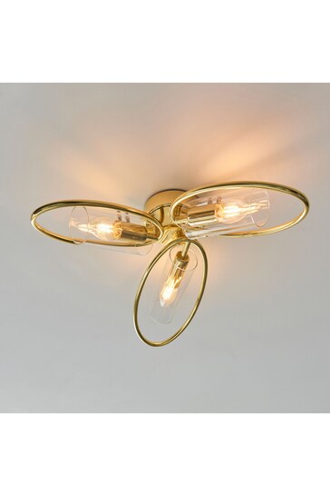 Buy Gallery Home Polished Brass Jasper 3 Bulb Ceiling Light from the ...