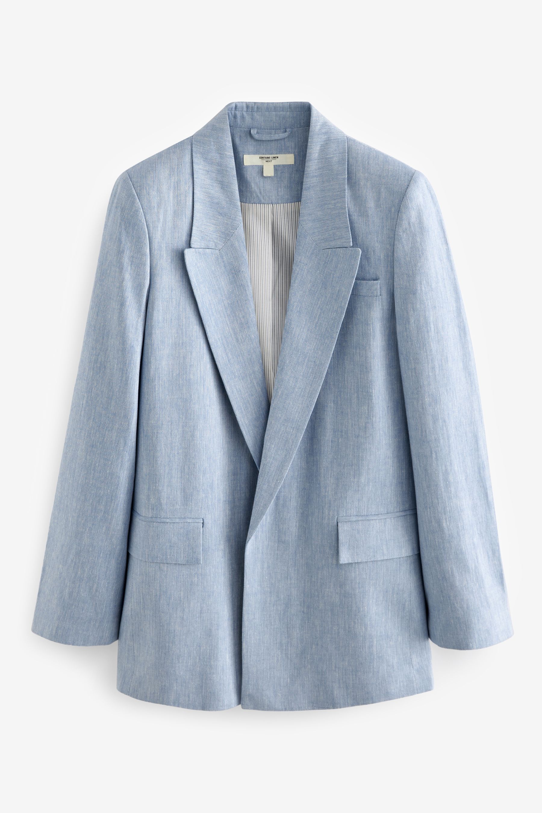 Buy Blue Textured Linen Blazer from the Next UK online shop