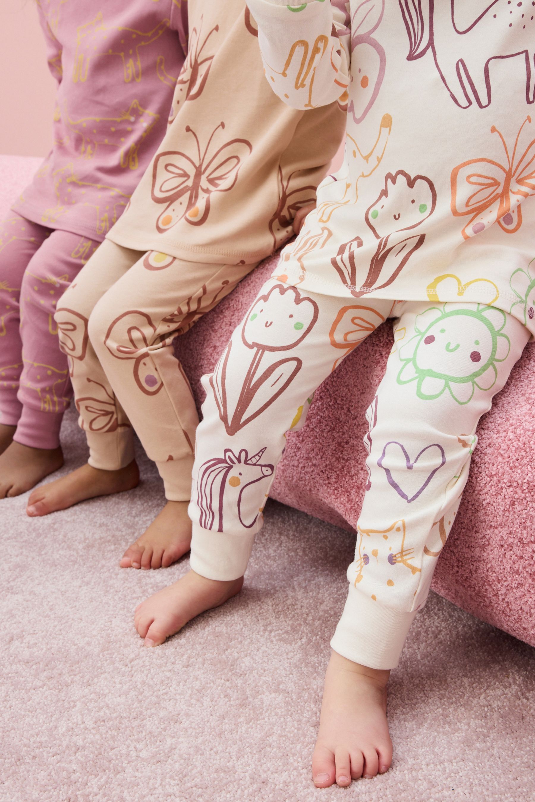 Buy Neutral Character 3 Pack 100% Cotton Printed Snuggle Pyjamas (9mths-12yrs) from the Next UK ...