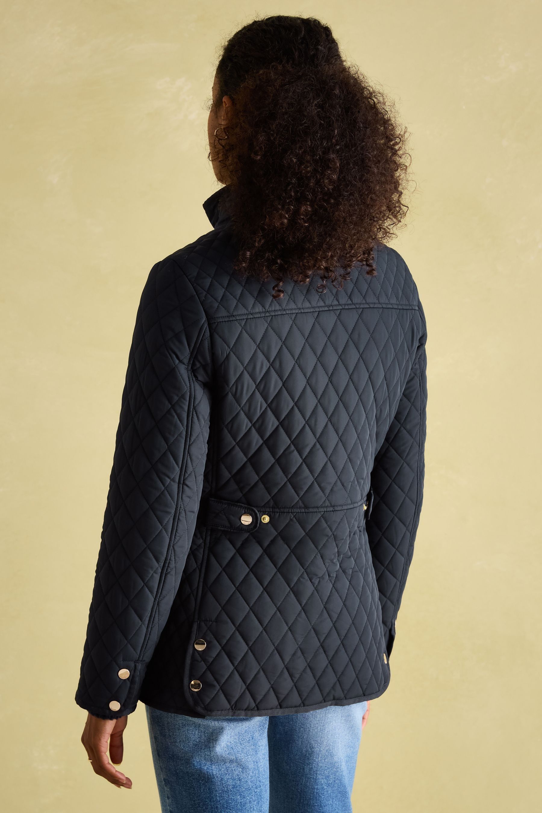 Buy Joules Allendale Navy Blue Showerproof Diamond Quilted Coat from ...