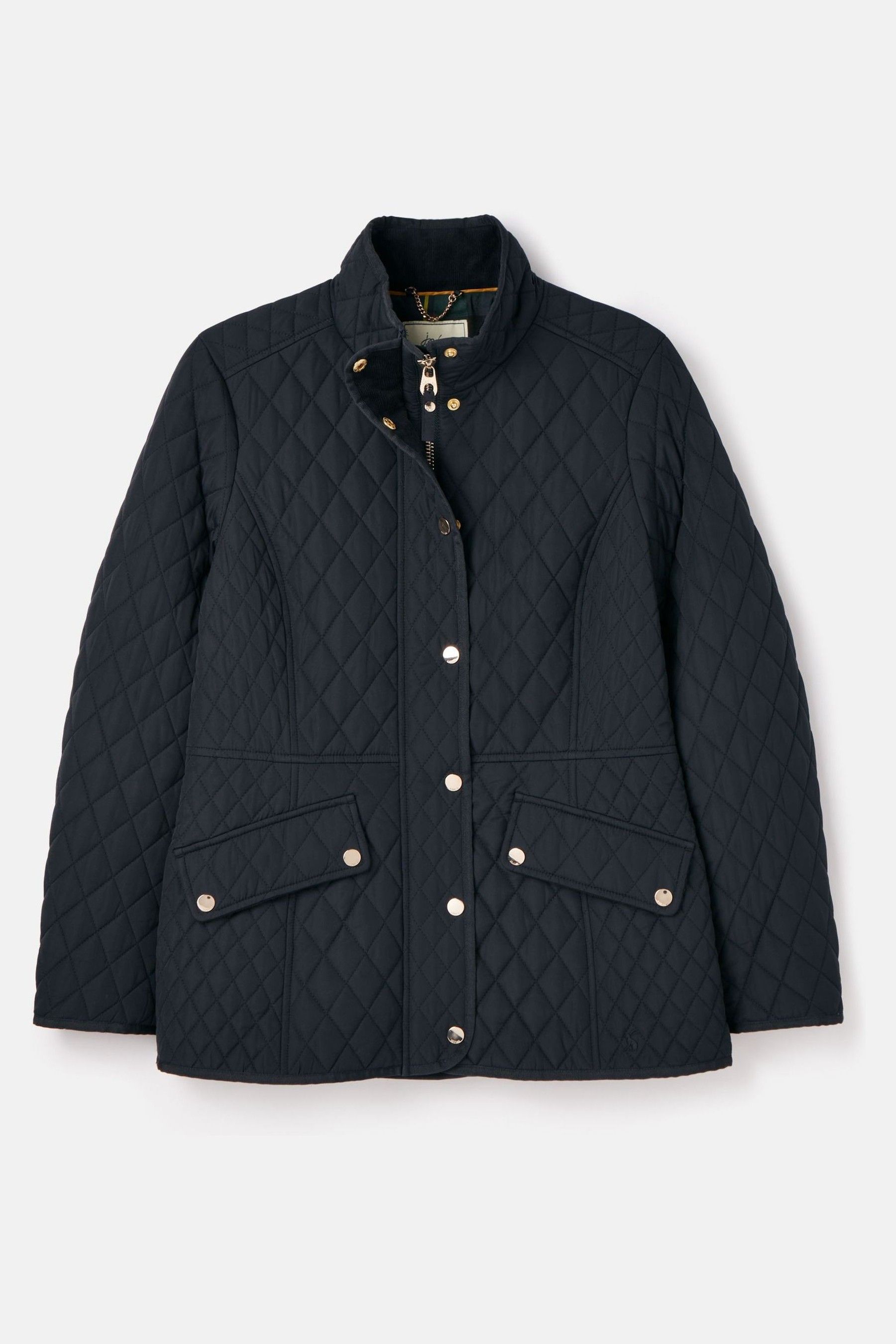 Buy Joules Allendale Navy Blue Showerproof Diamond Quilted Coat from ...