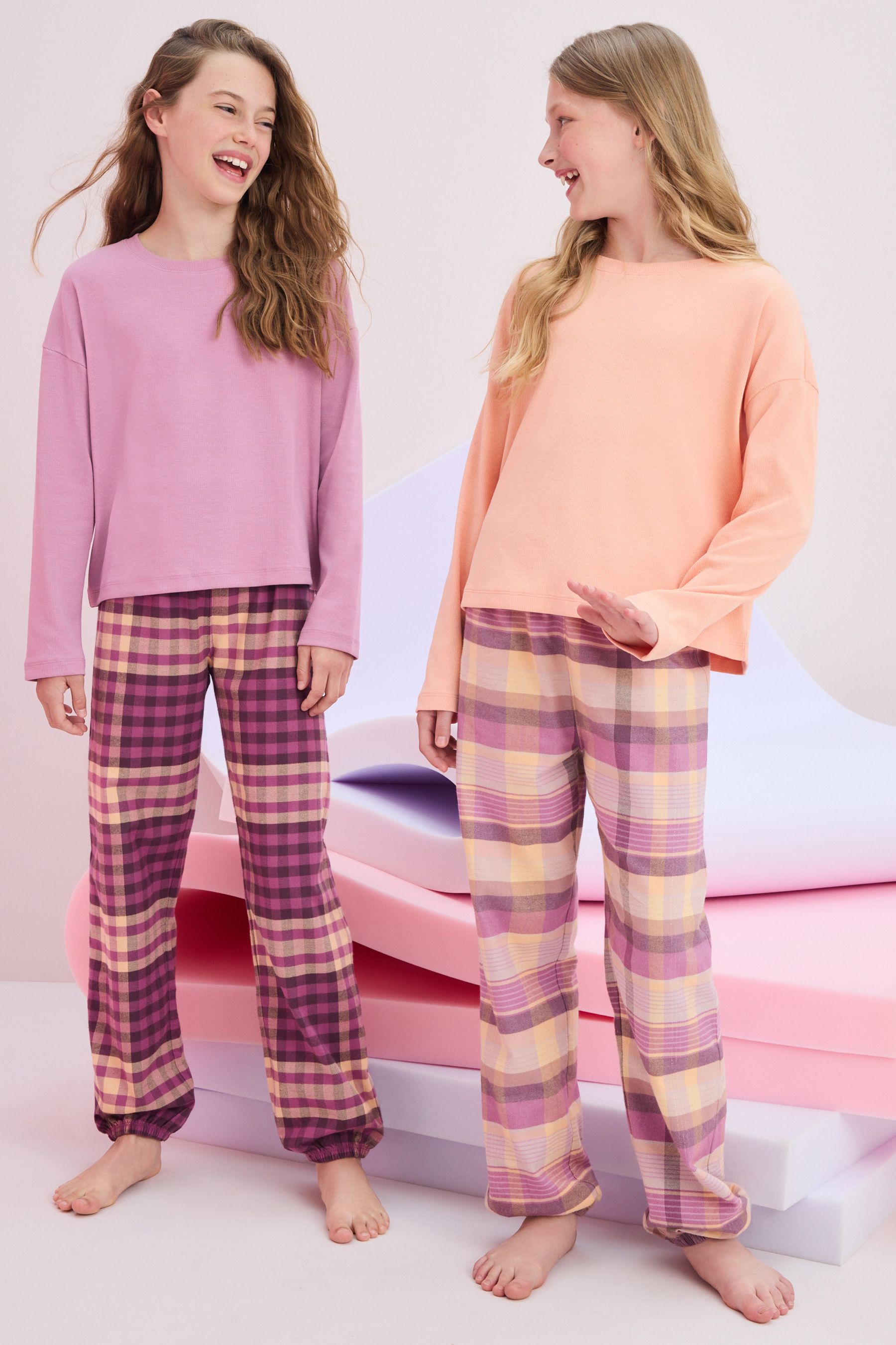 Buy Purple/White 2 Pack Woven Check Pyjamas (3-16yrs) from the Next UK ...