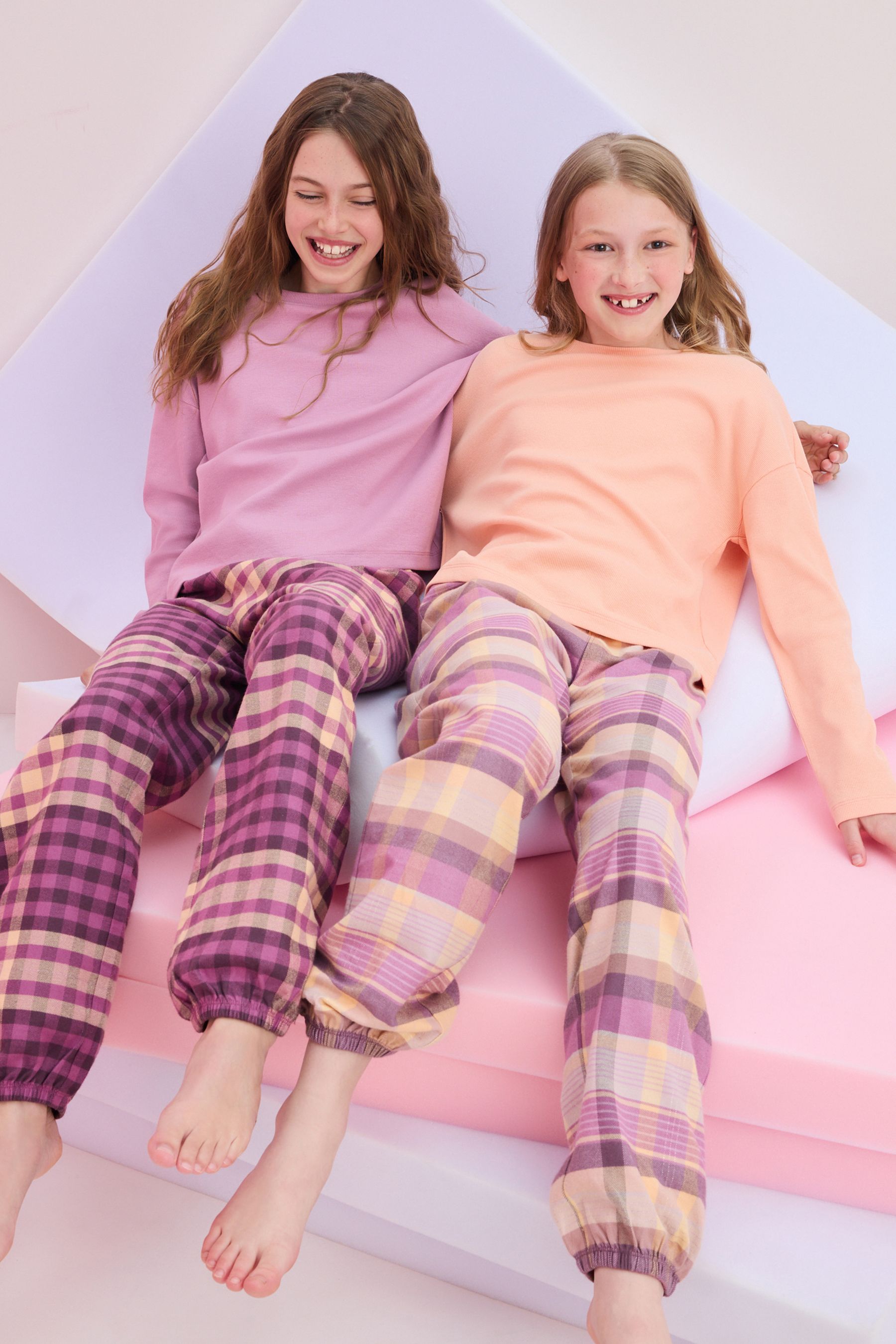 Buy Purple/White 2 Pack Woven Check Pyjamas (3-16yrs) from the Next UK ...