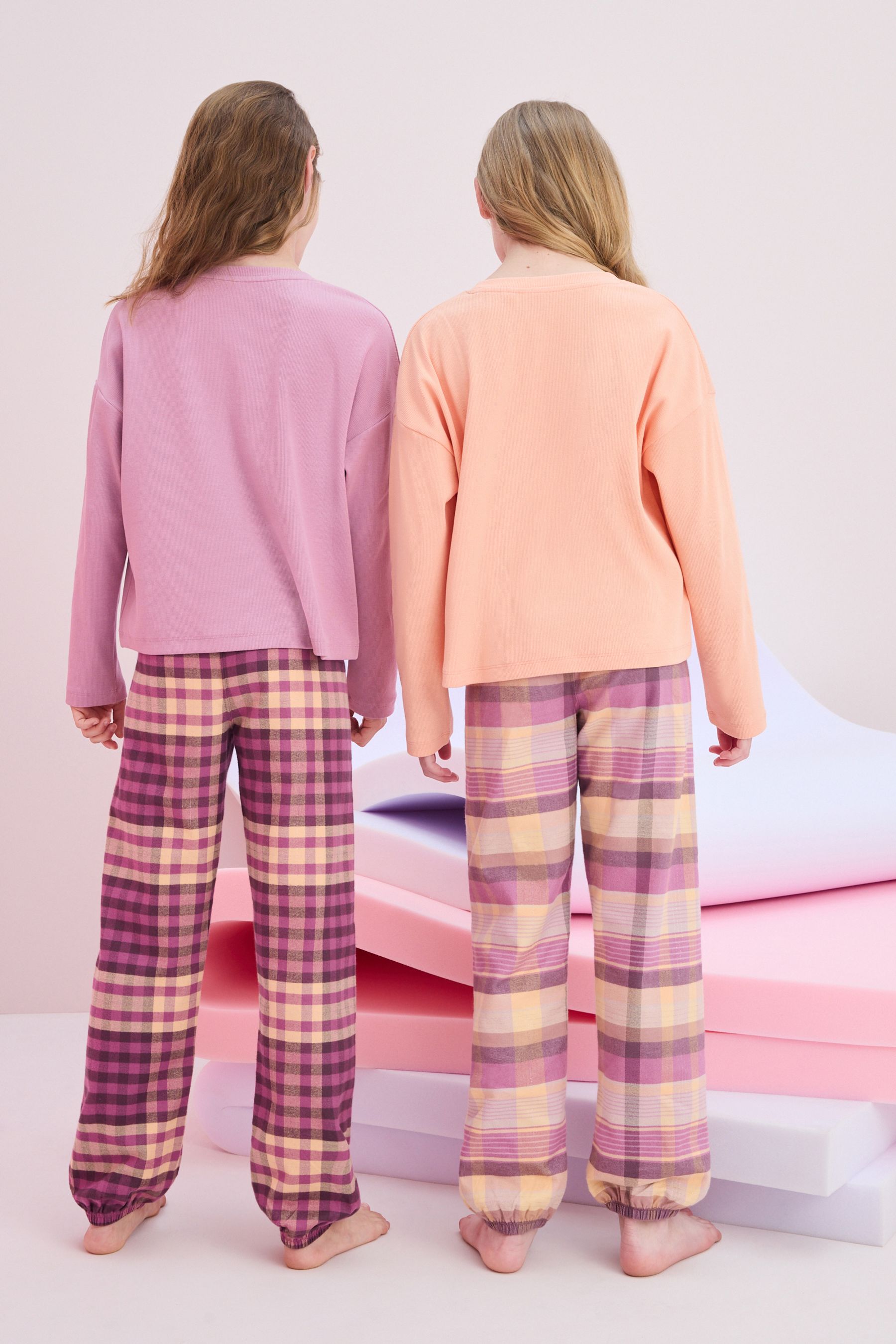 Buy Purple/White 2 Pack Woven Check Pyjamas (3-16yrs) from the Next UK ...