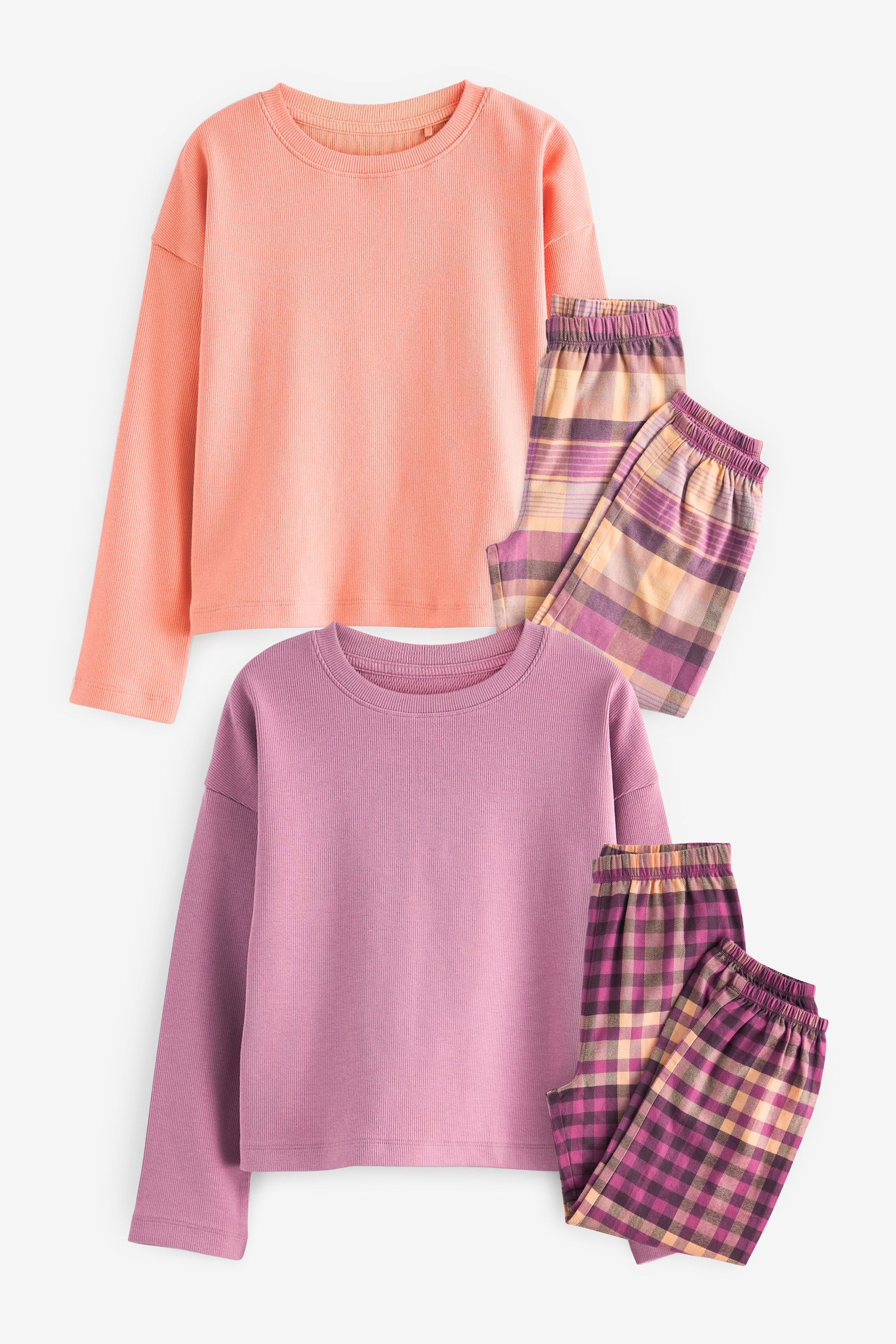 Buy Purple/White 2 Pack Woven Check Pyjamas (3-16yrs) from the Next UK ...