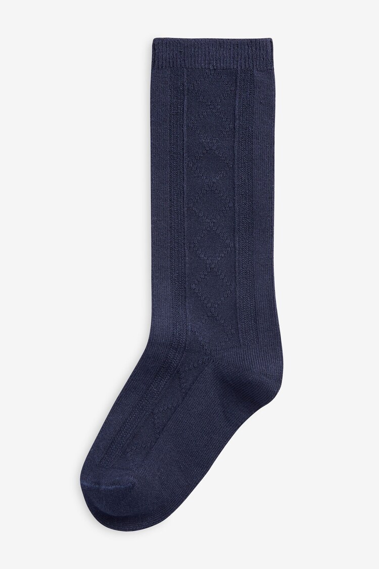 Buy Navy Blue 3 Pack Cotton Rich Pointelle Knee High School Socks from ...