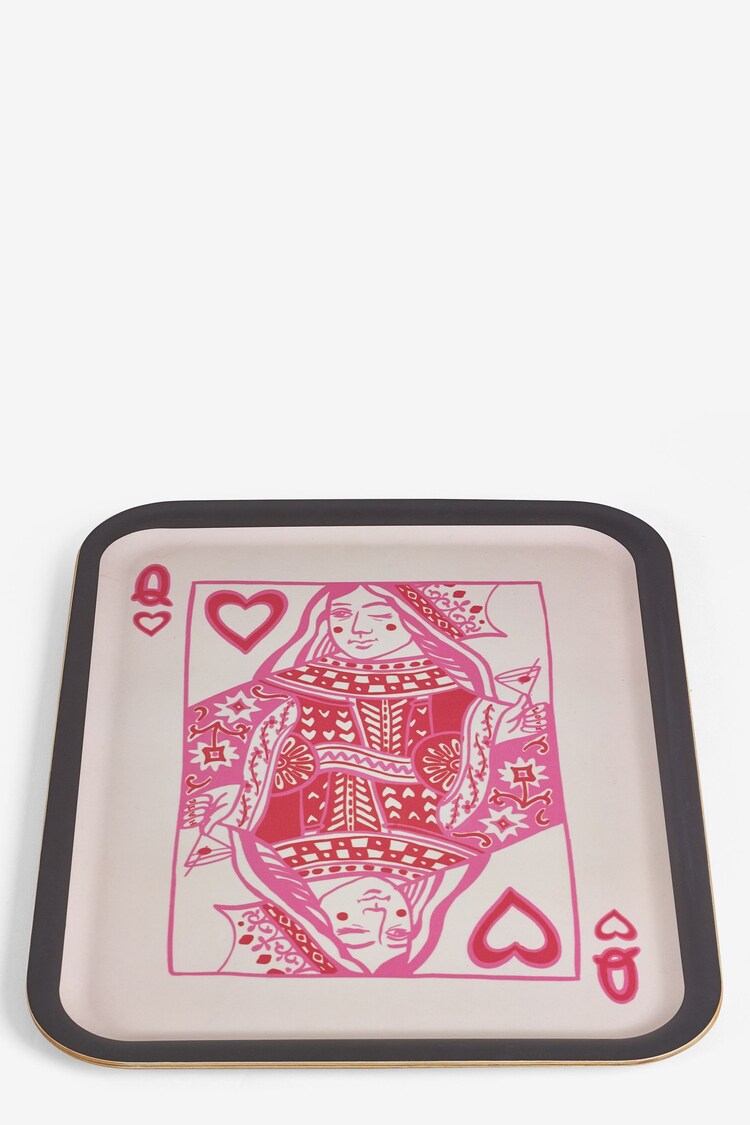 Buy Rockett St George Pink Queen of Hearts Wood Veneer Tray with Anti ...