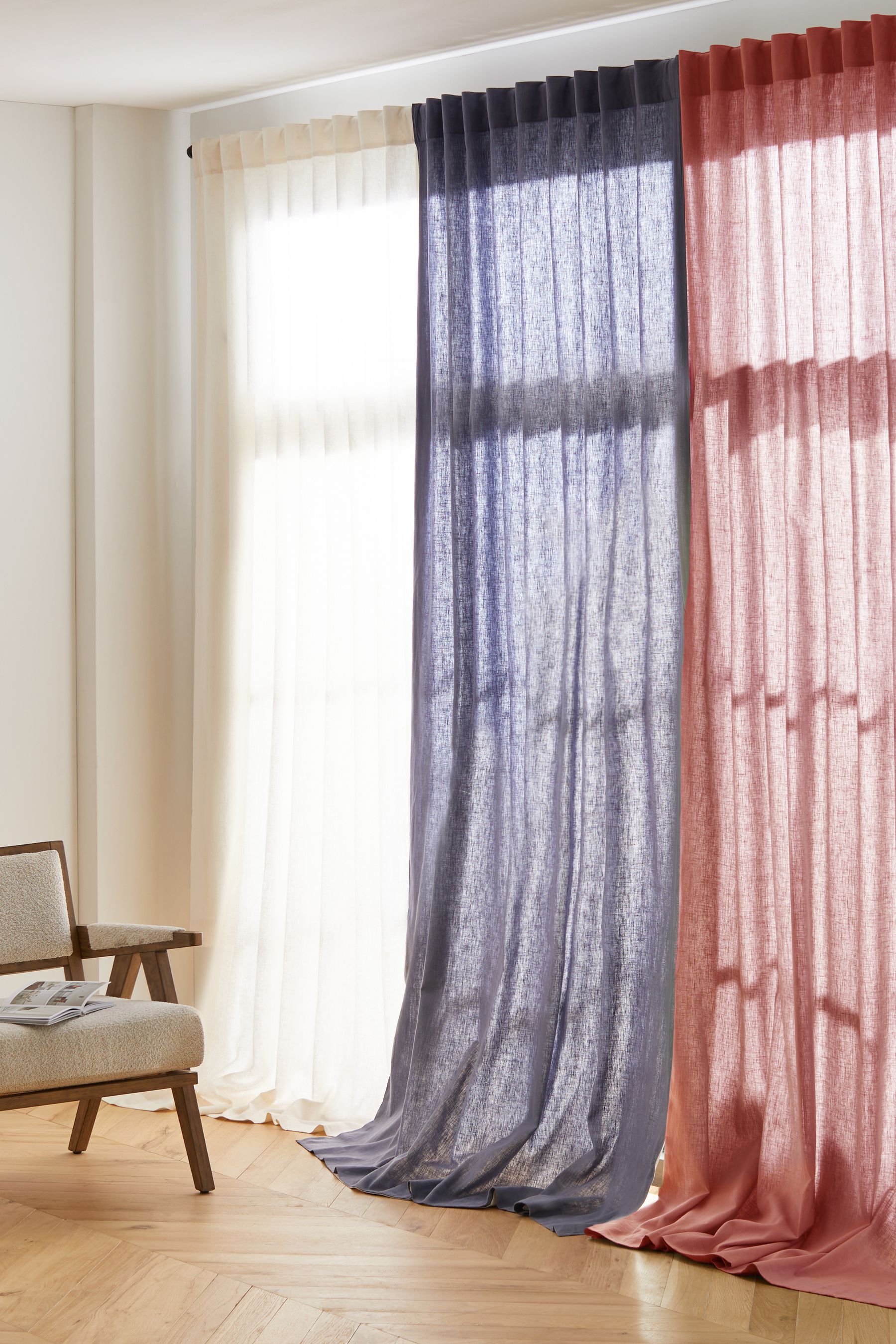 Buy Raspberry Pink Washed Cotton Linen Hidden Tab Top Lined Curtains ...