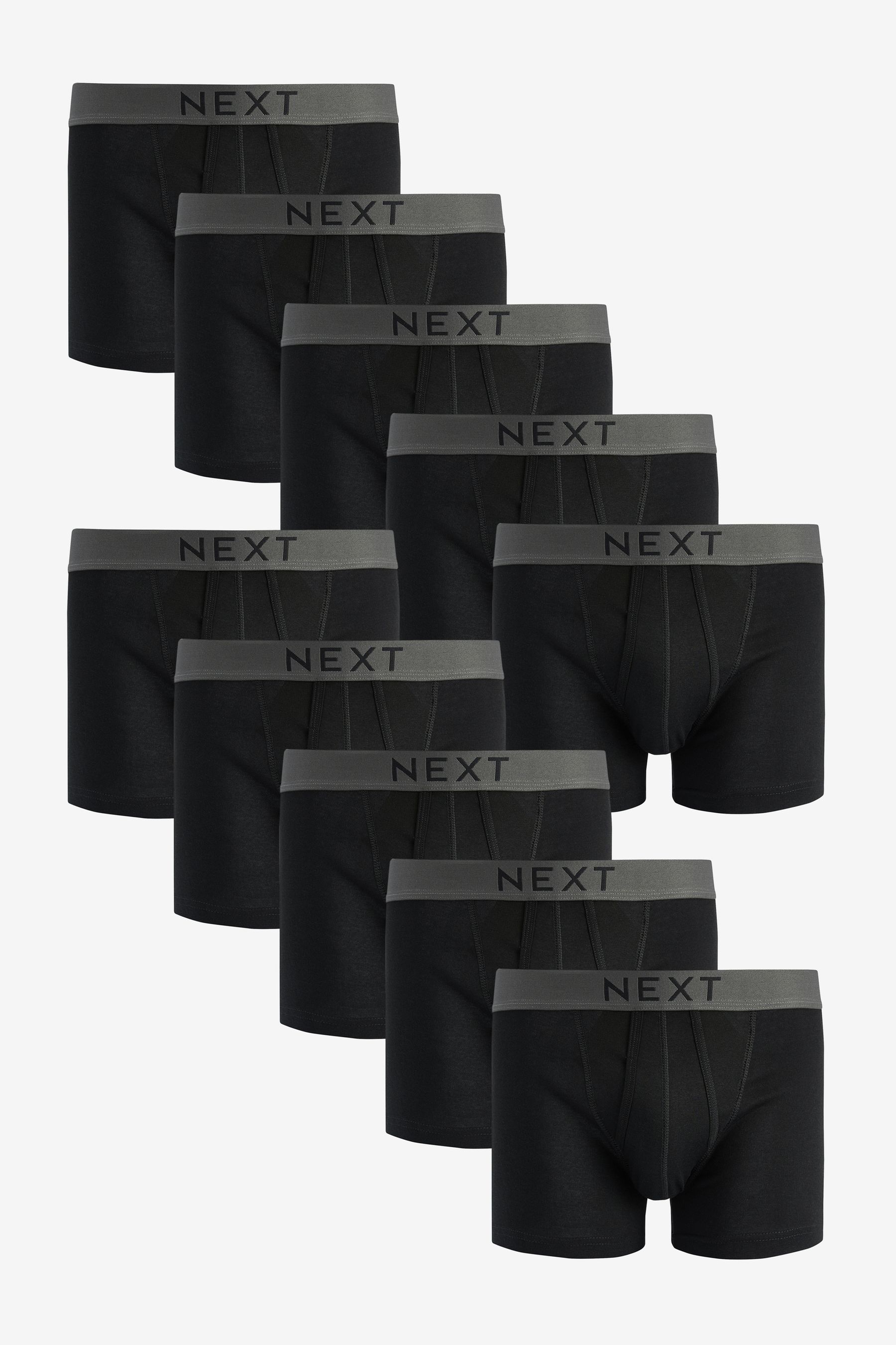 Buy Black 10 pack A-Front Pure 100% Cotton Boxers from the Next UK ...