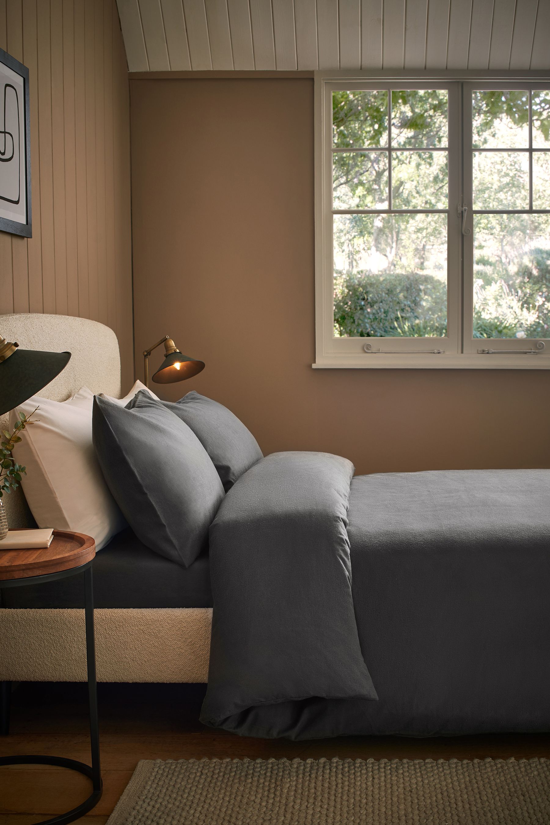 Buy Charcoal Grey Brushed Supersoft 100% Cotton Plain Duvet Cover And Pillowcase Set from the ...