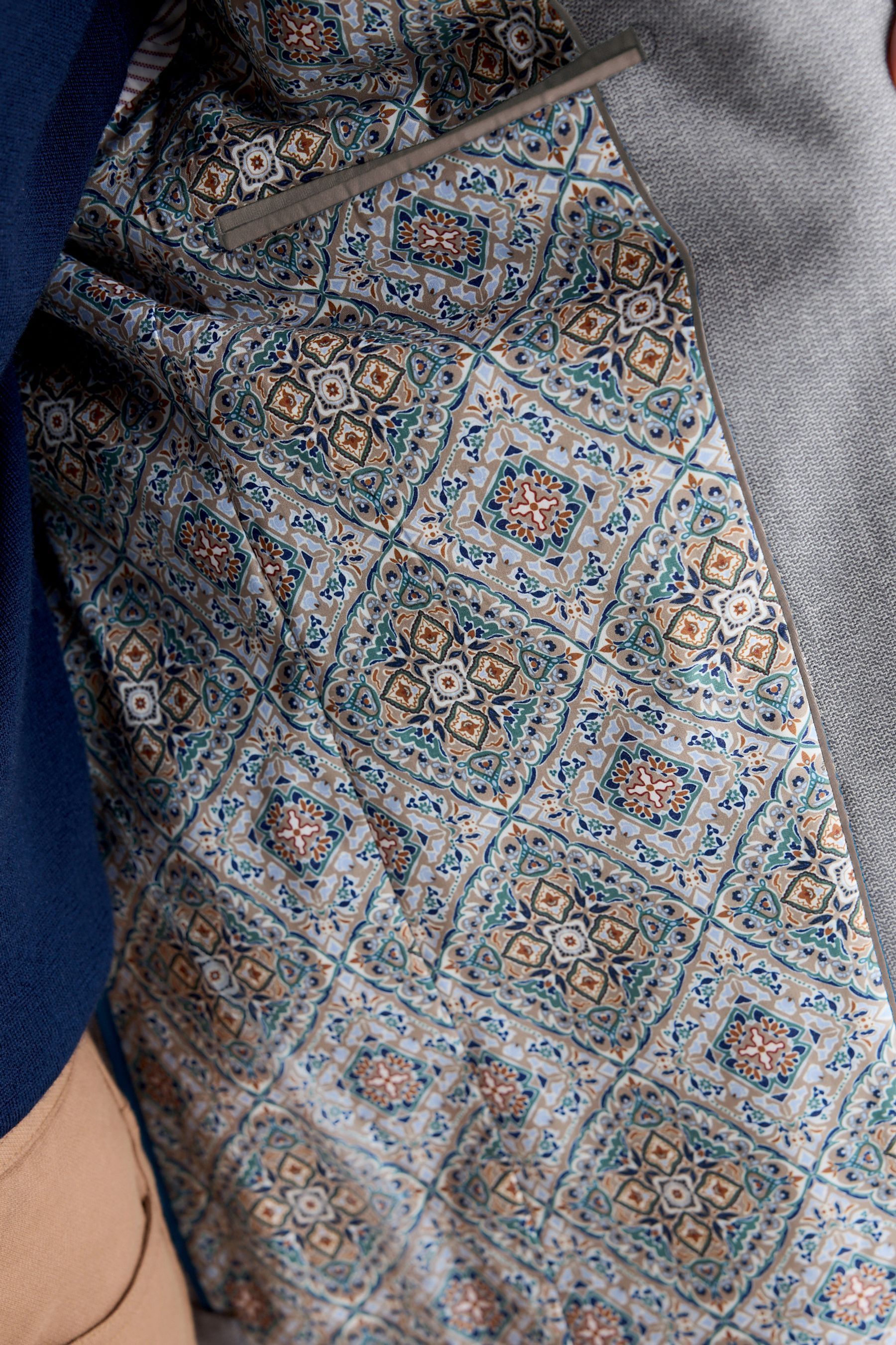 Buy Blue Slim Fit Textured Linen Blend Blazer from the Next UK online shop