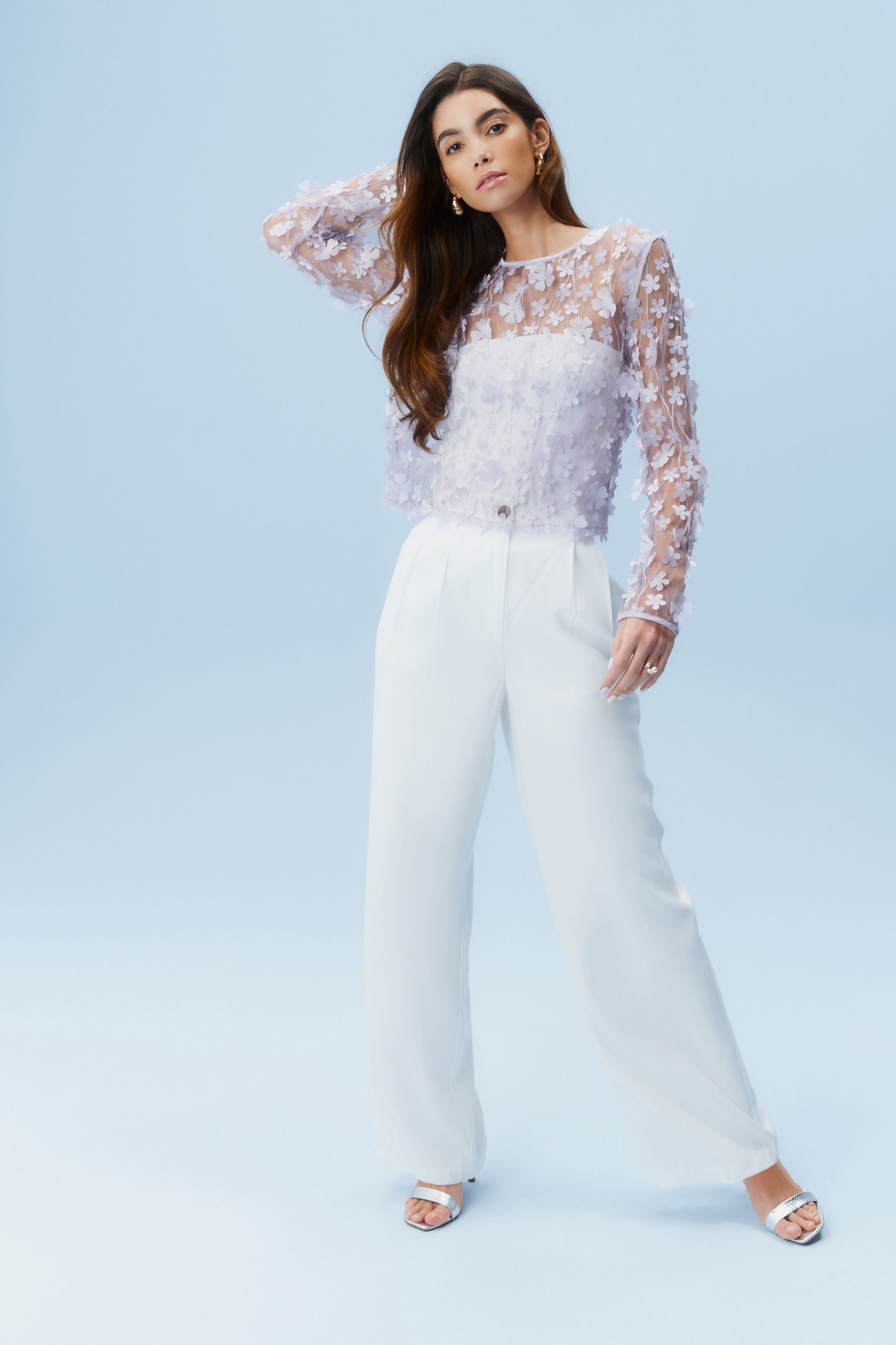 Buy Lilac Purple 3D Floral Mesh Blouse from the Next UK online shop