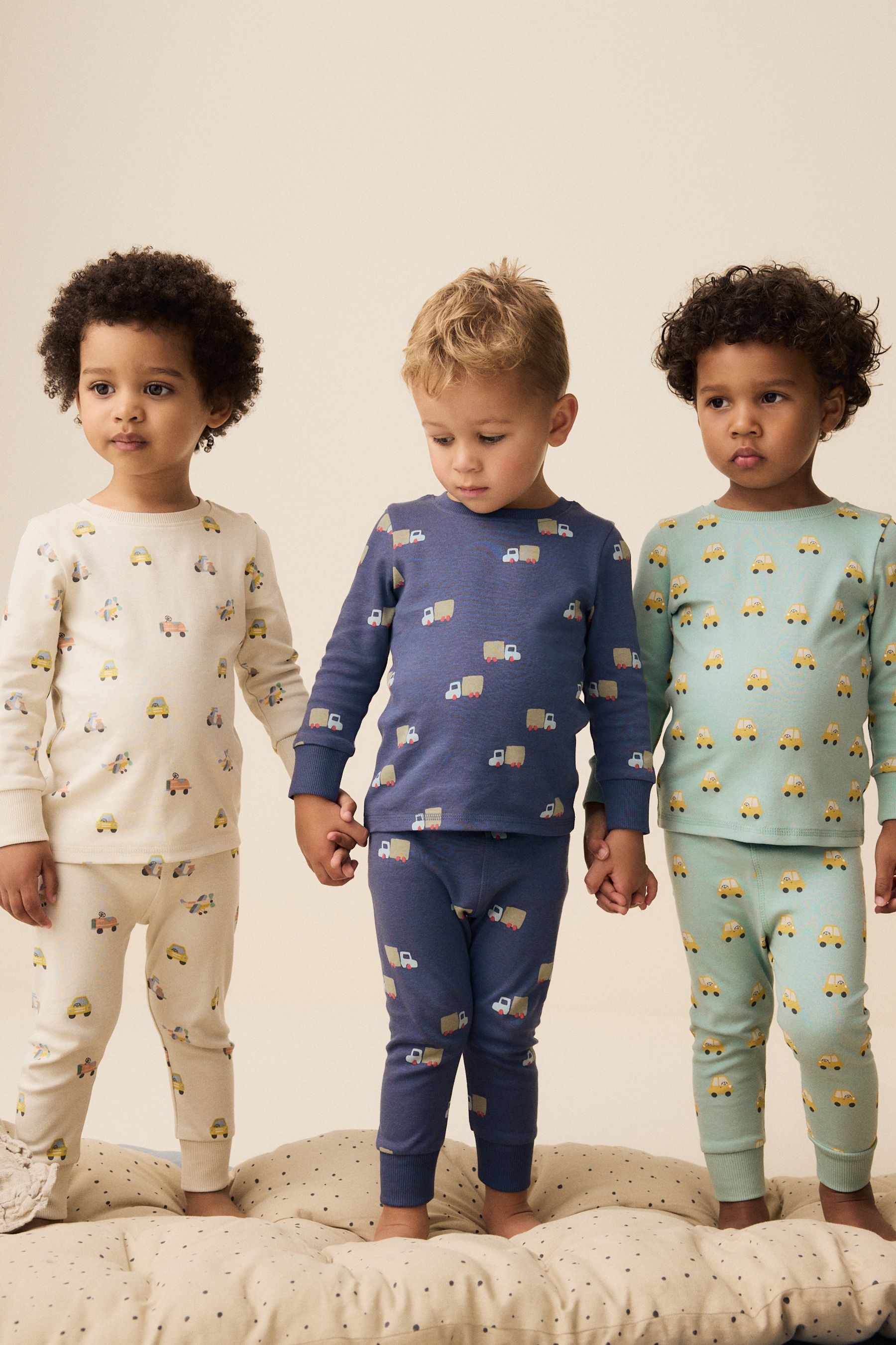 Buy Green/Blue Transport Snuggle 100% Cotton Pyjamas 3 Pack (9mths ...