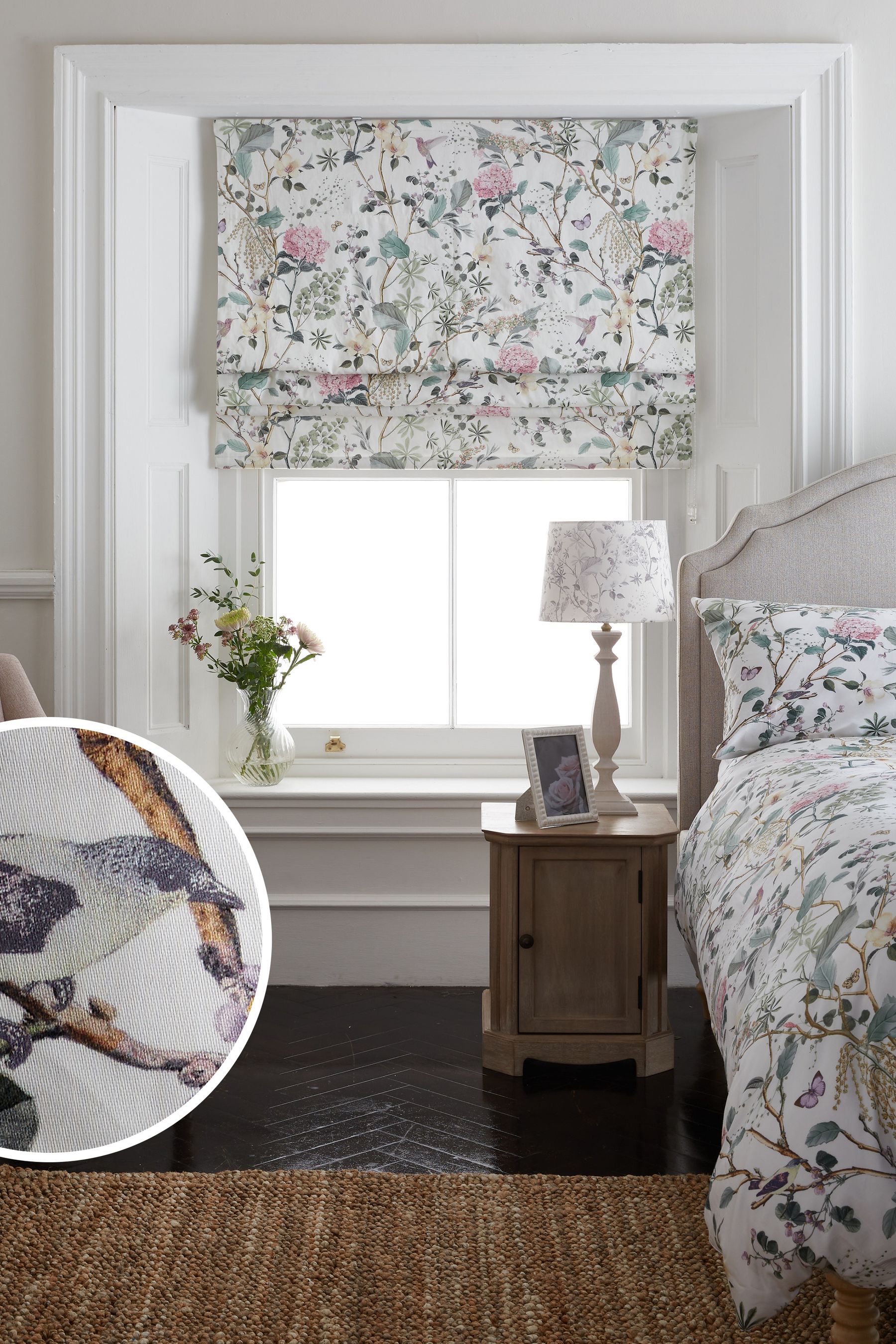 Buy Natural Ready Made Blackout Roman Blind Floral Reflection from the ...