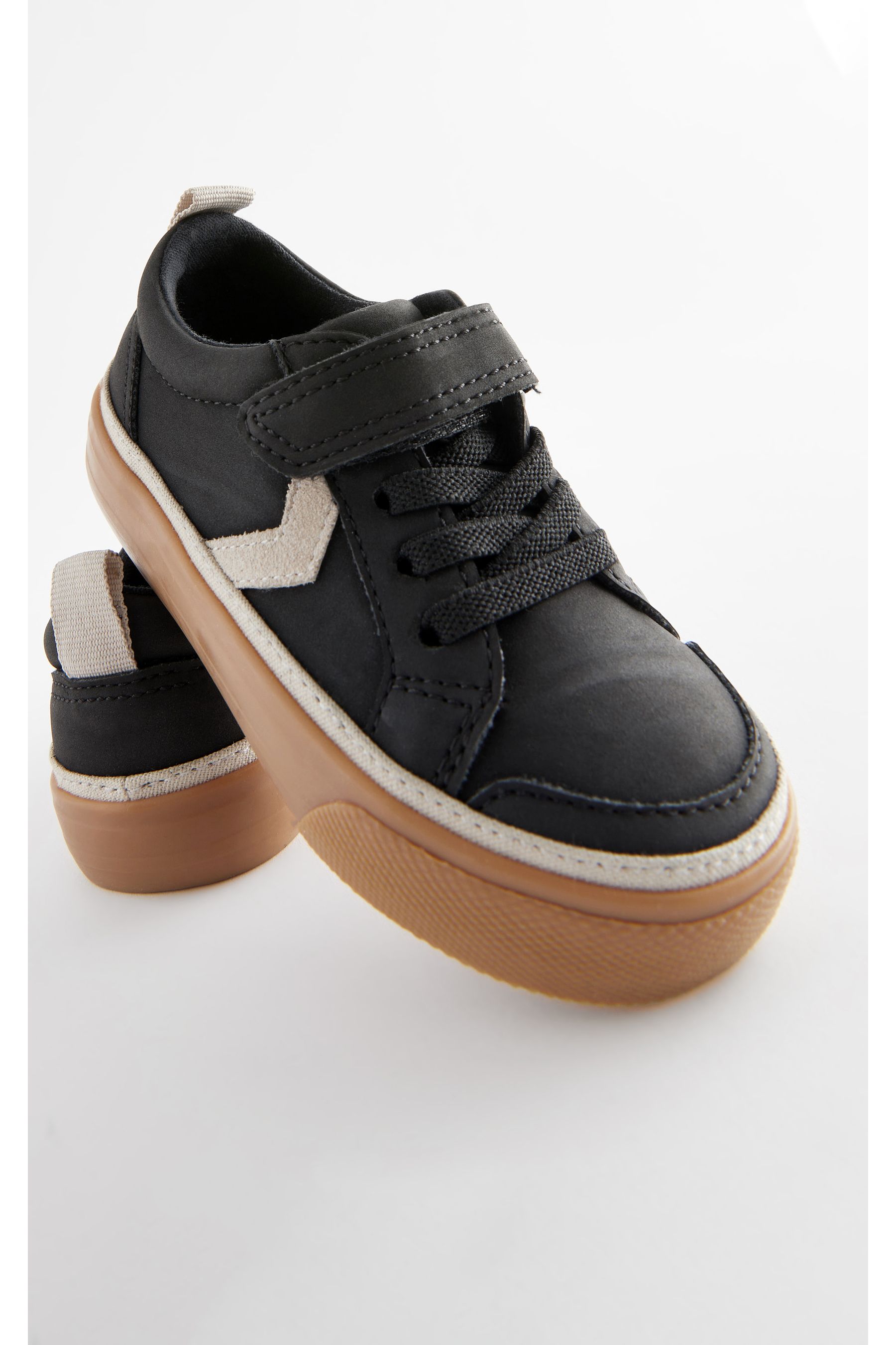 Buy Black Wide Fit (G) Touch Fastening Chevron Trainers from the Next ...