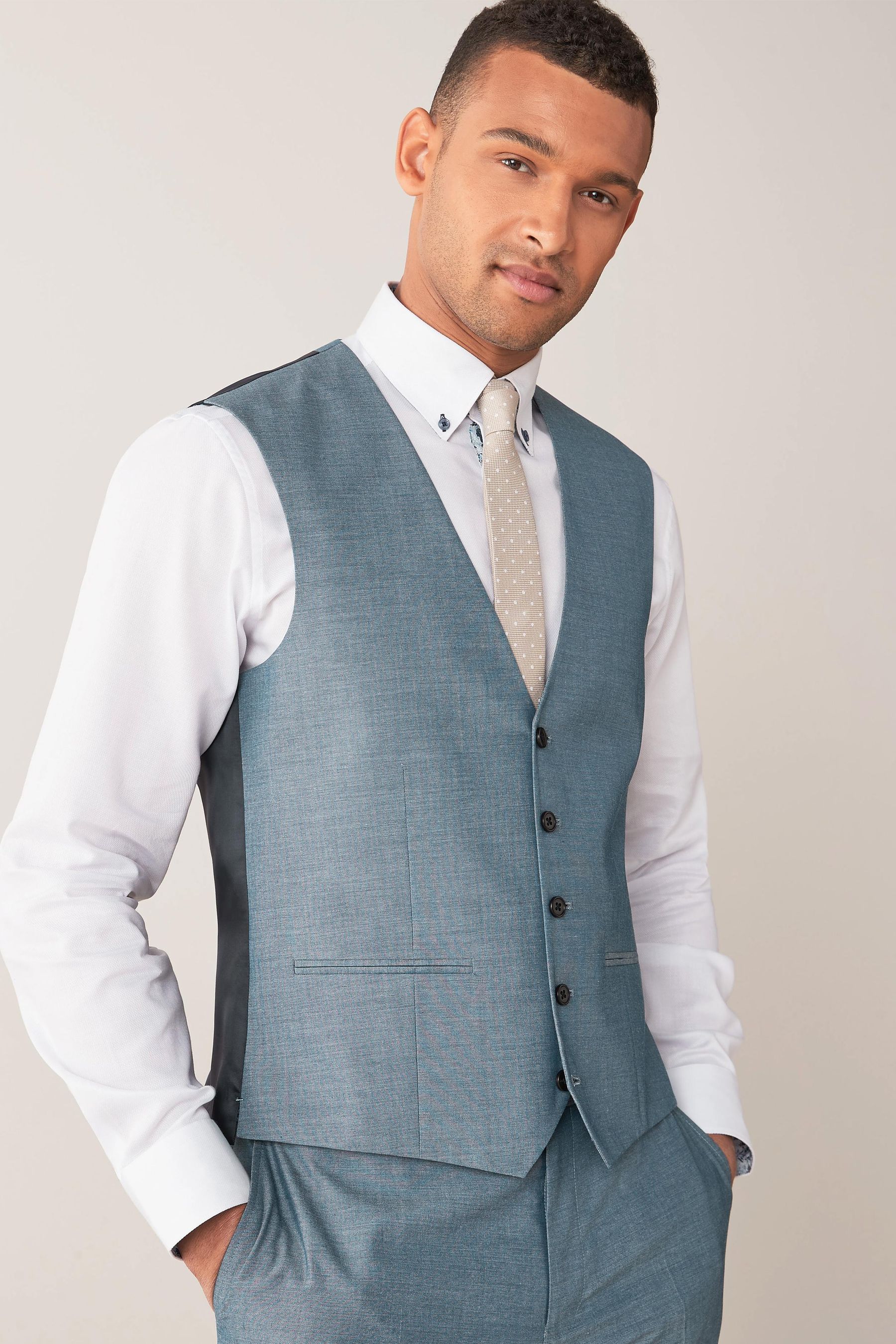 Buy Light Blue Regular Fit Waistcoat from the Next UK online shop