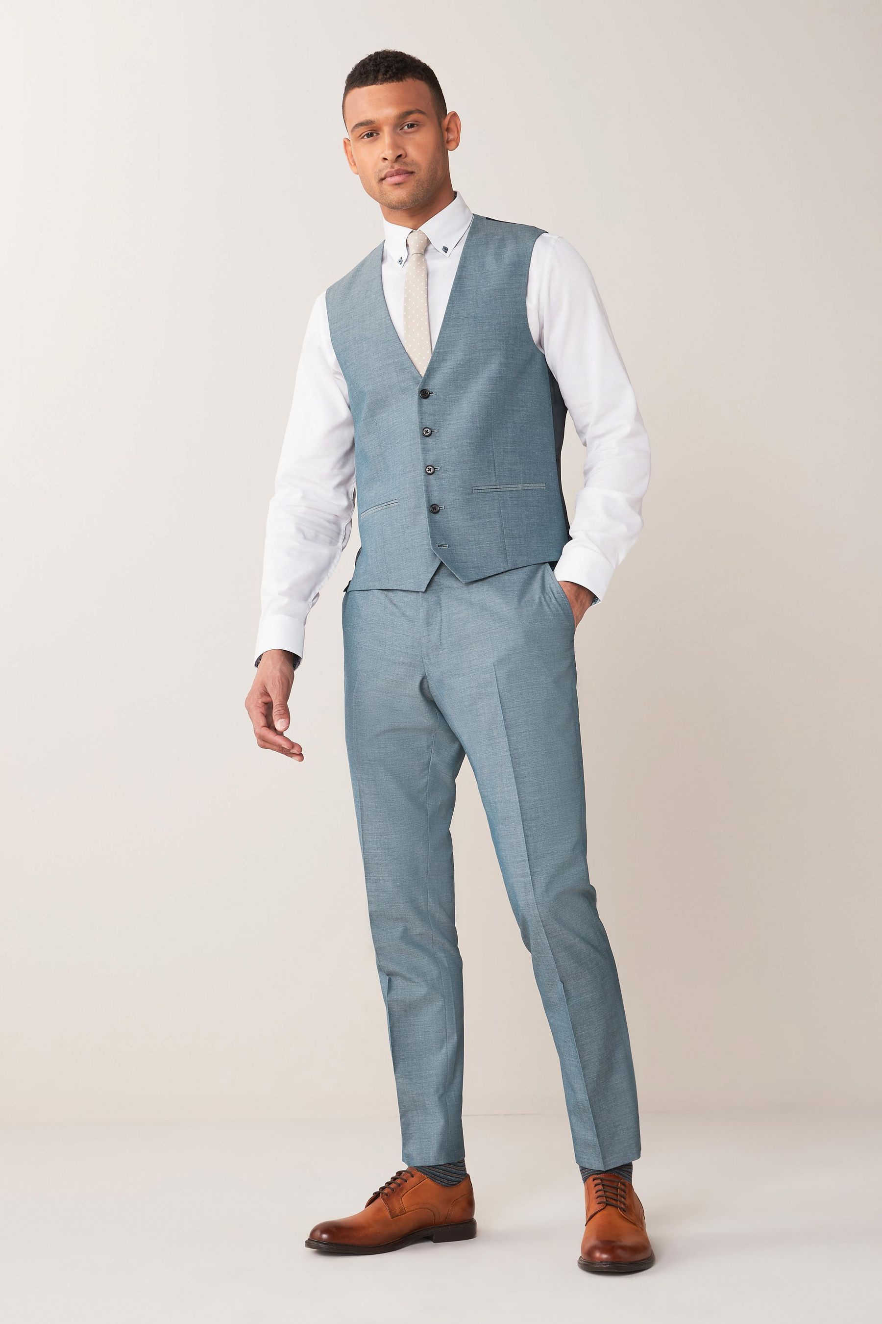 Buy Light Blue Regular Fit Waistcoat from the Next UK online shop