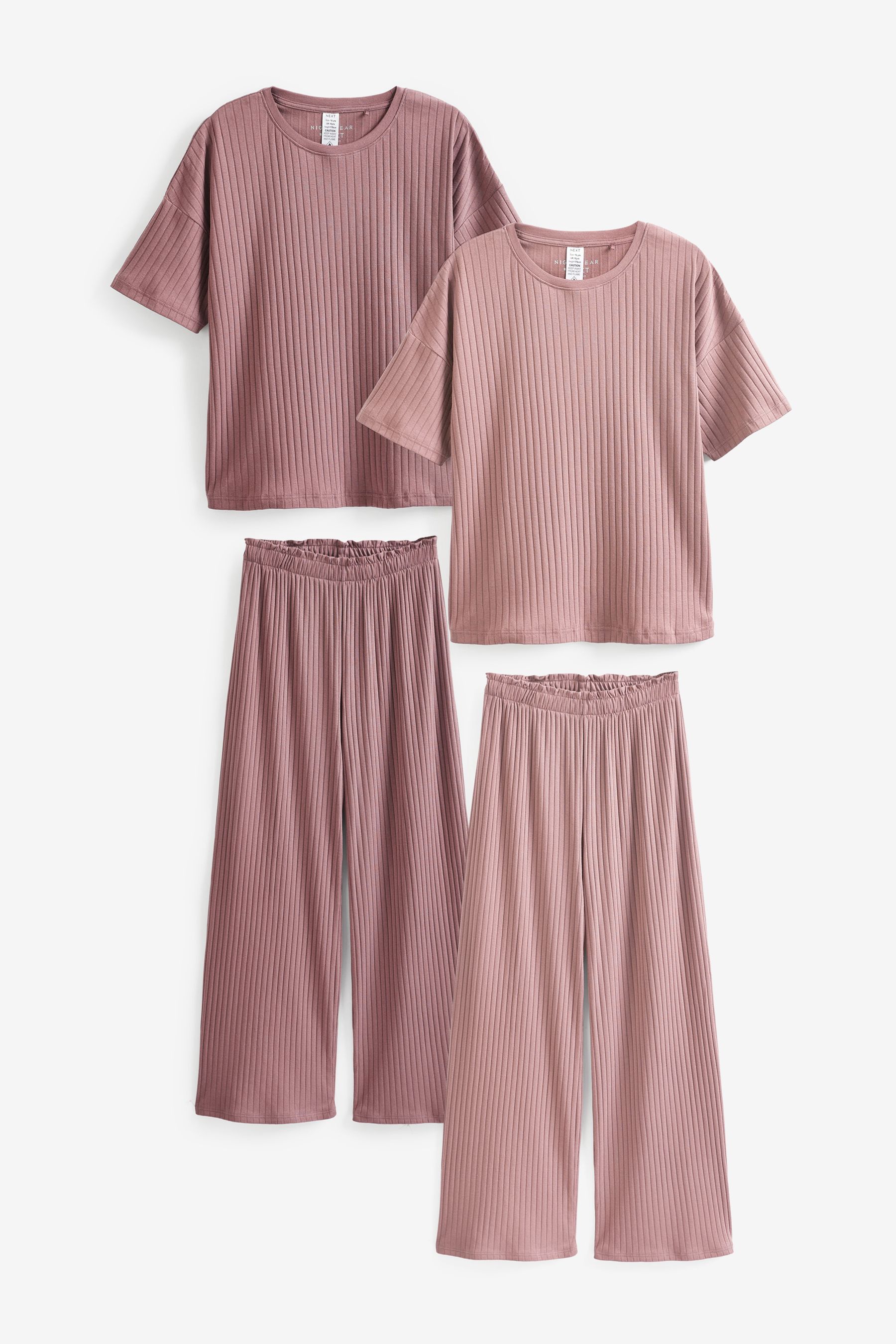 Buy Brown/Pink Rib Pyjamas 2 Pack (8-16yrs) from Next Australia
