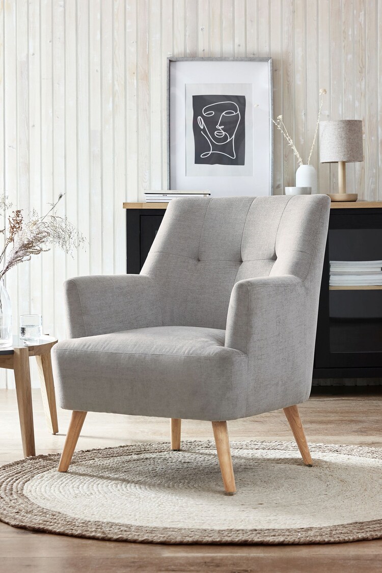 Buy Fine Chenille Mid Grey Carter Armchair from Next Ireland