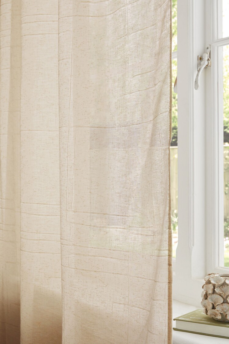 Buy Natural Textured Voile Slot Top Unlined Sheer Panel Curtain from ...