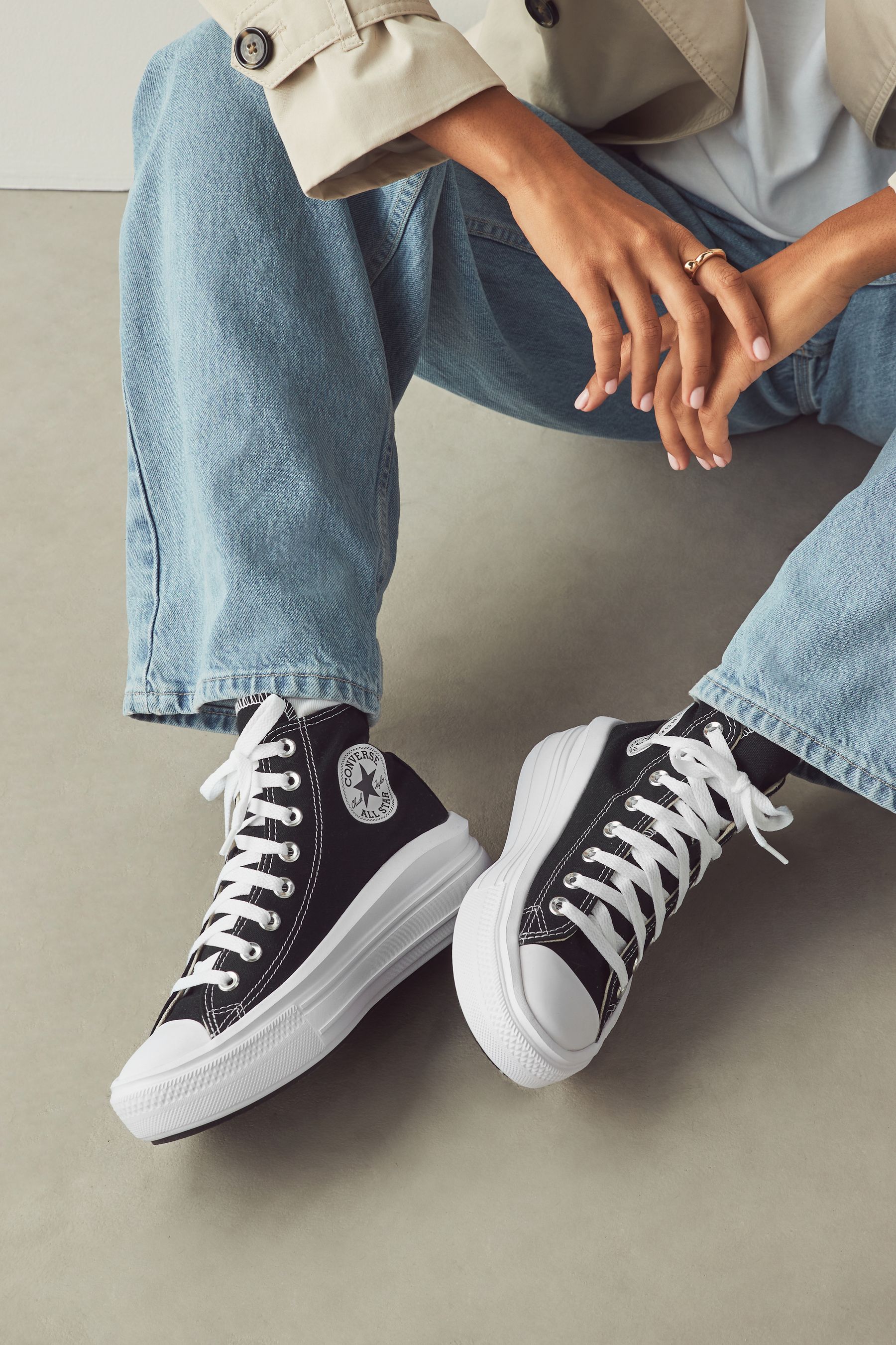 Buy Converse Black Move Platform High Top Trainers from the Next UK ...