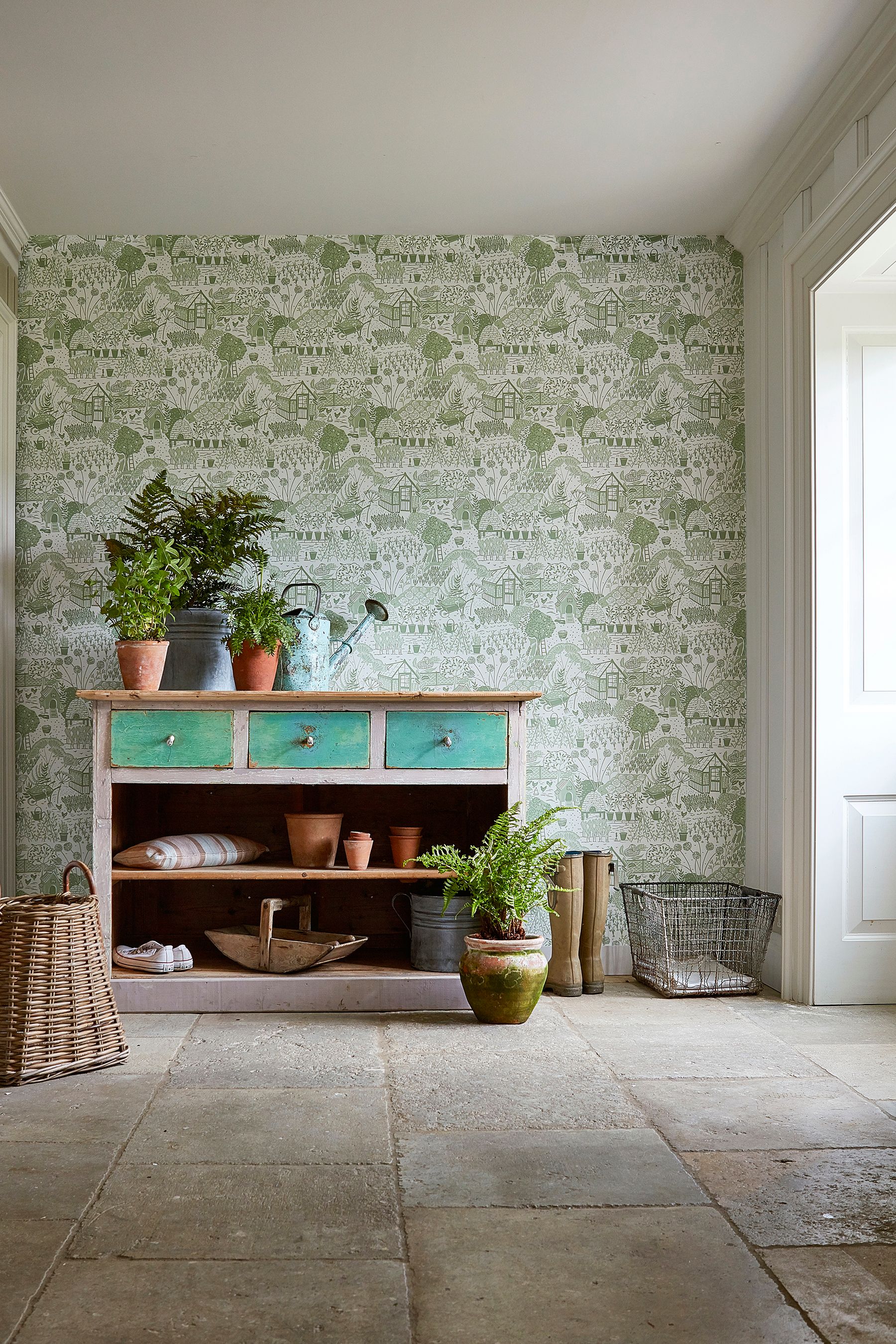 Buy Sanderson Home Green The Allotment Wallpaper Wallpaper from the ...