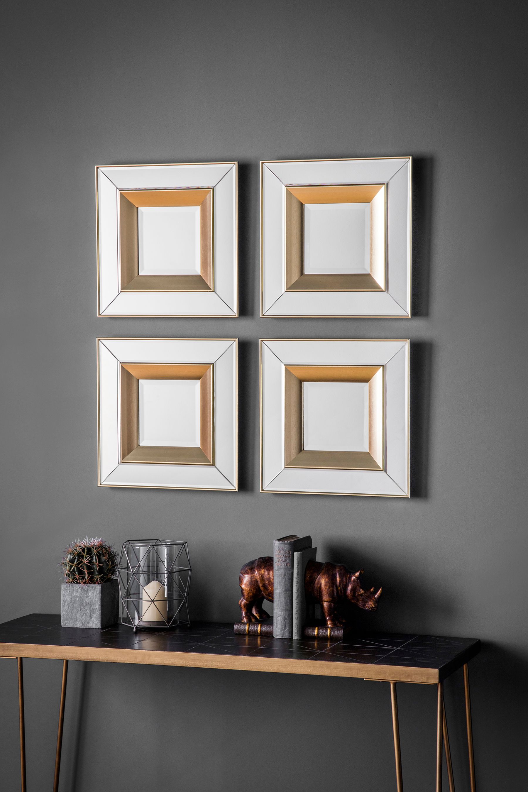 Buy Gallery Home Set of 4 Glass Phantom Square Bevelled Mirrors from ...
