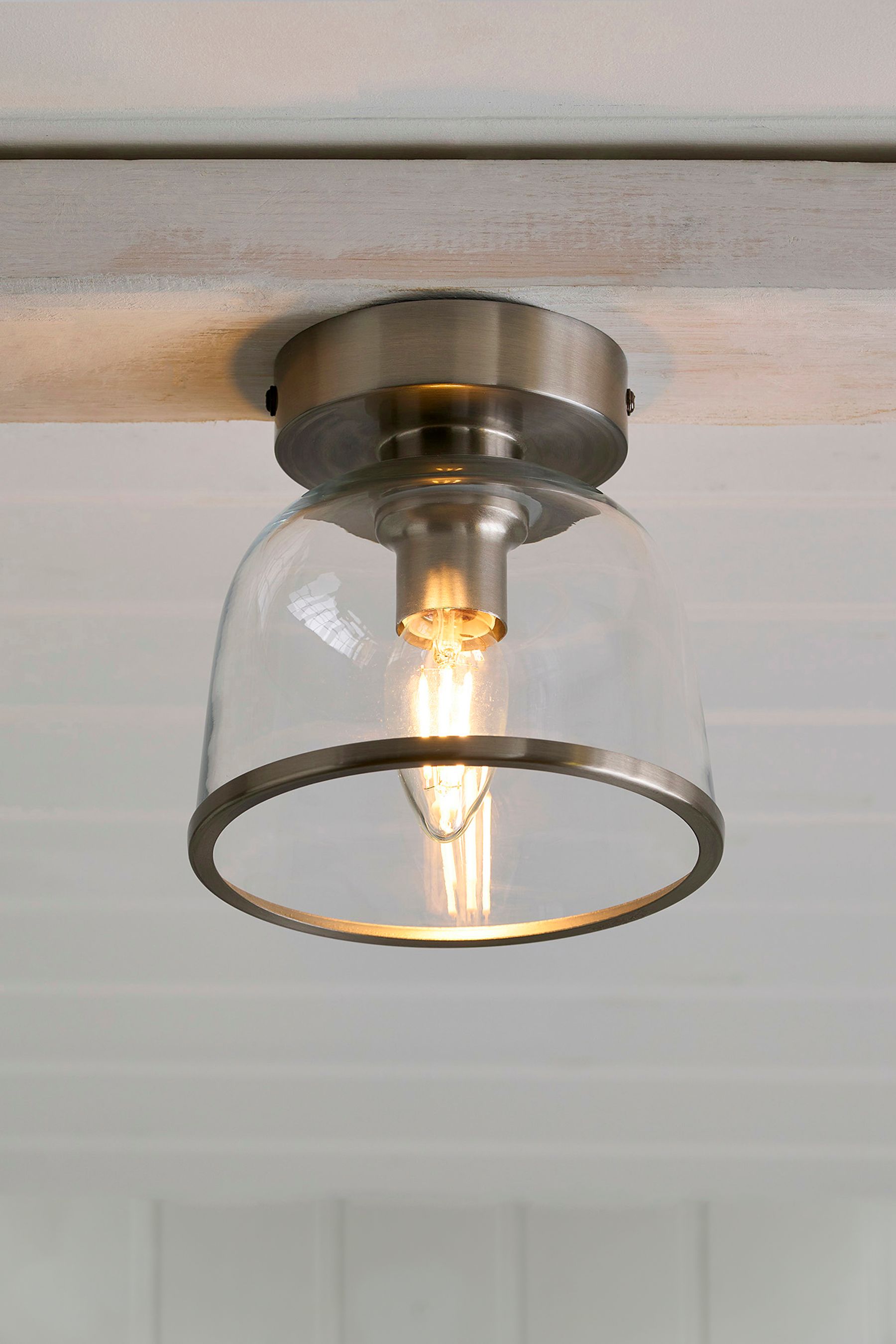 Buy Brushed Chrome Gloucester 1 Light Small Flush Ceiling Light from ...