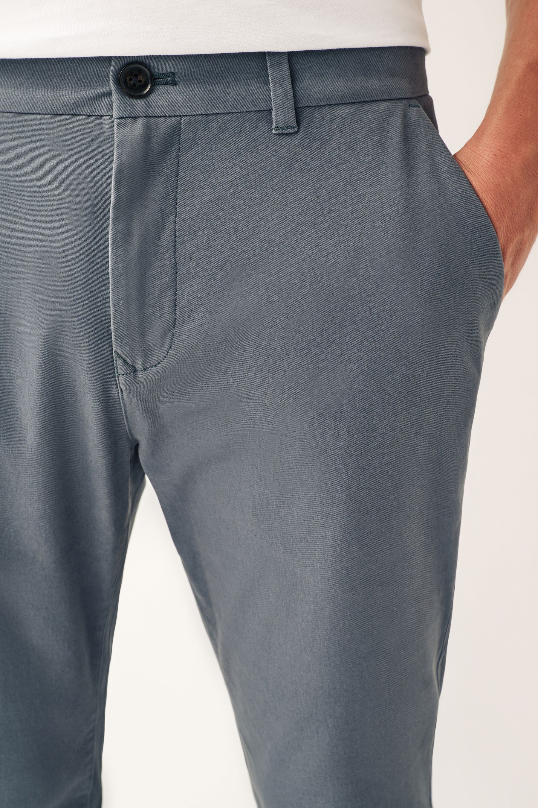 Buy Blue Grey Slim Fit Stretch Chinos Trousers from the Next UK online shop