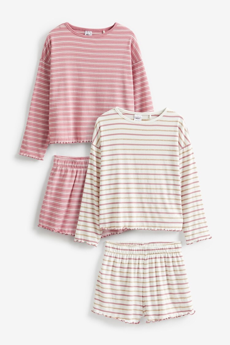 Buy Pink/Cream Rib Short Pyjamas 2 Pack (3-16yrs) from Next Australia