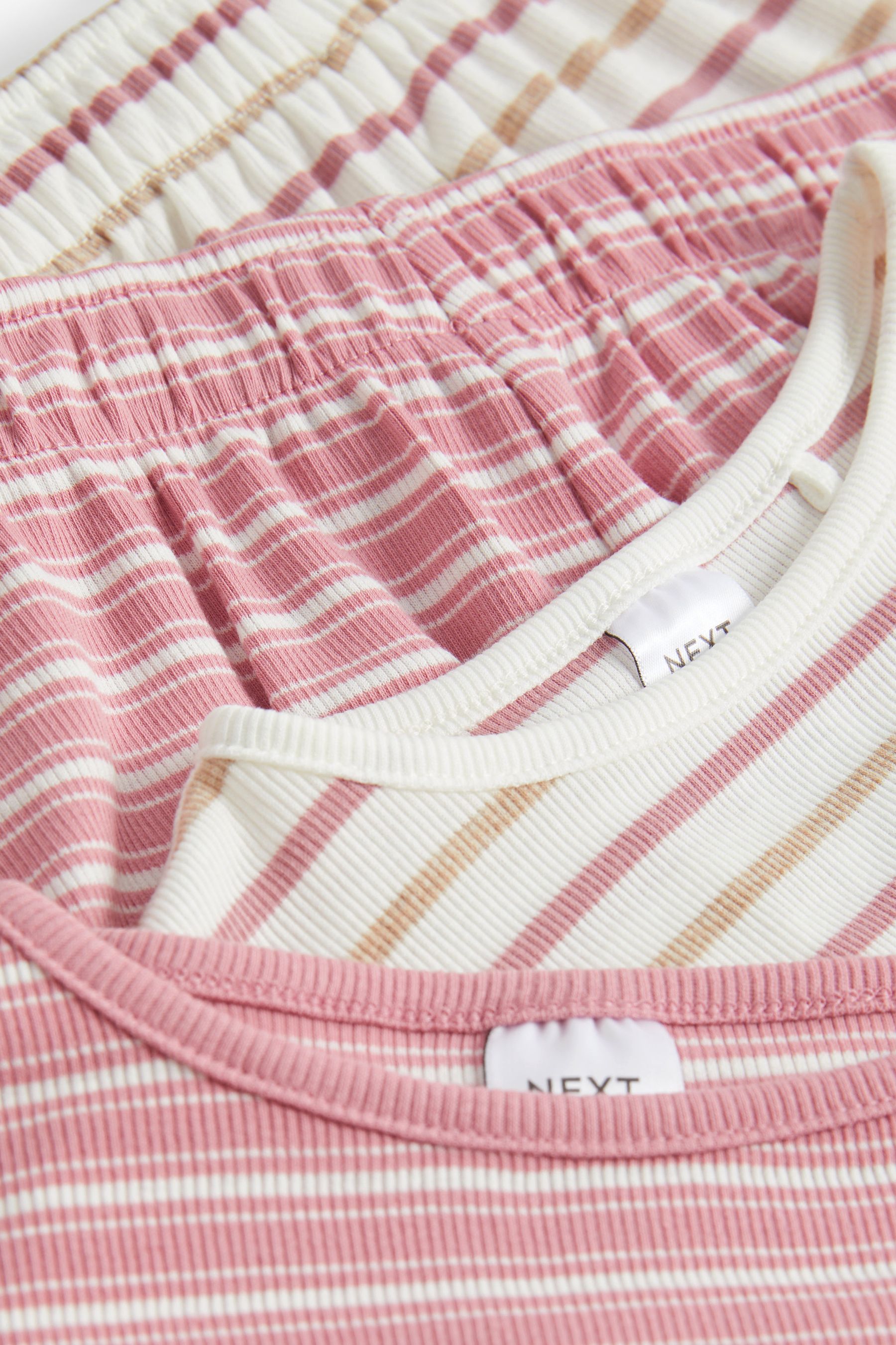 Buy Pink/Cream Rib Short Pyjamas 2 Pack (3-16yrs) from Next Australia